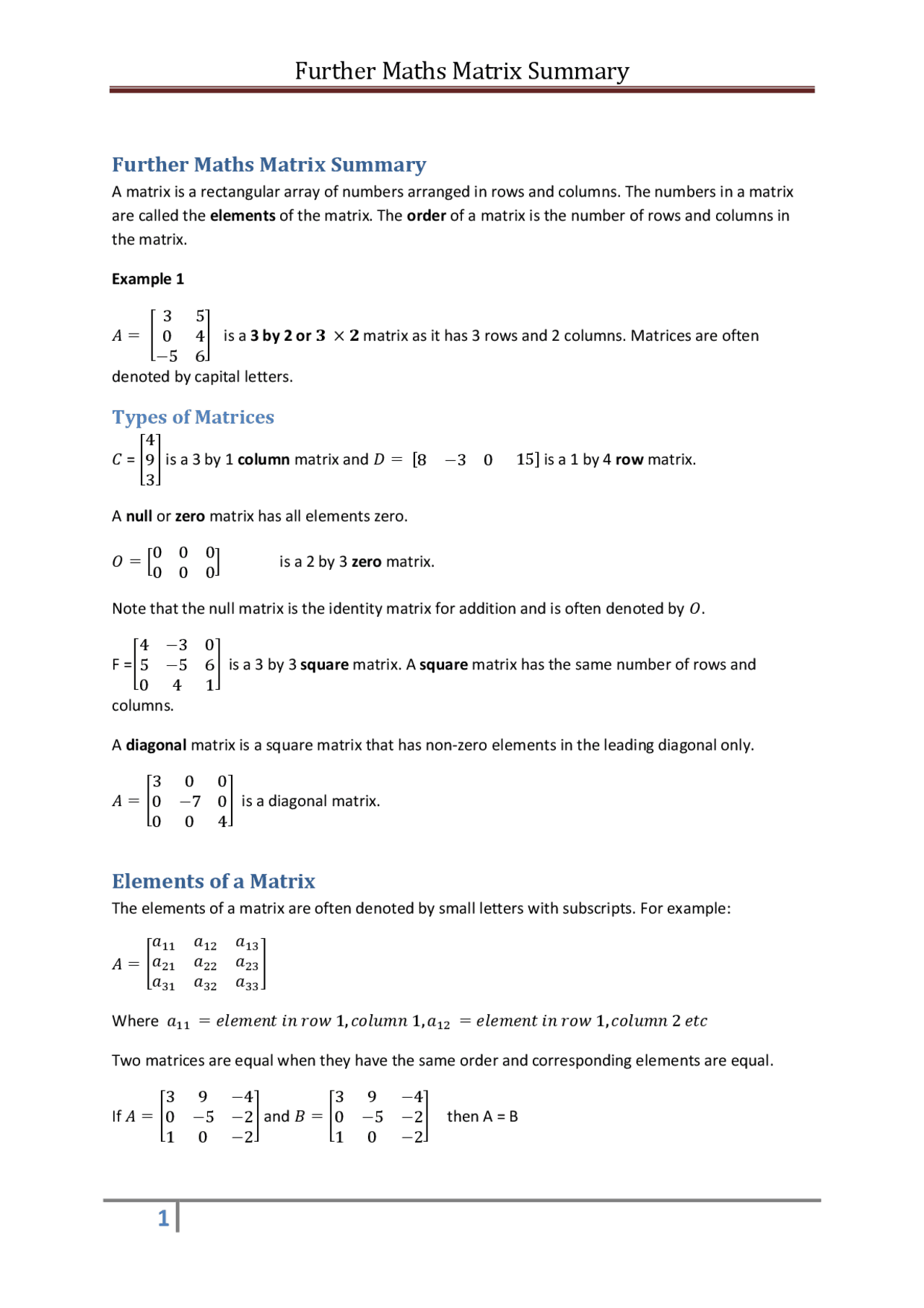Further Maths: Understanding Matrices and Their Operations | Study ...