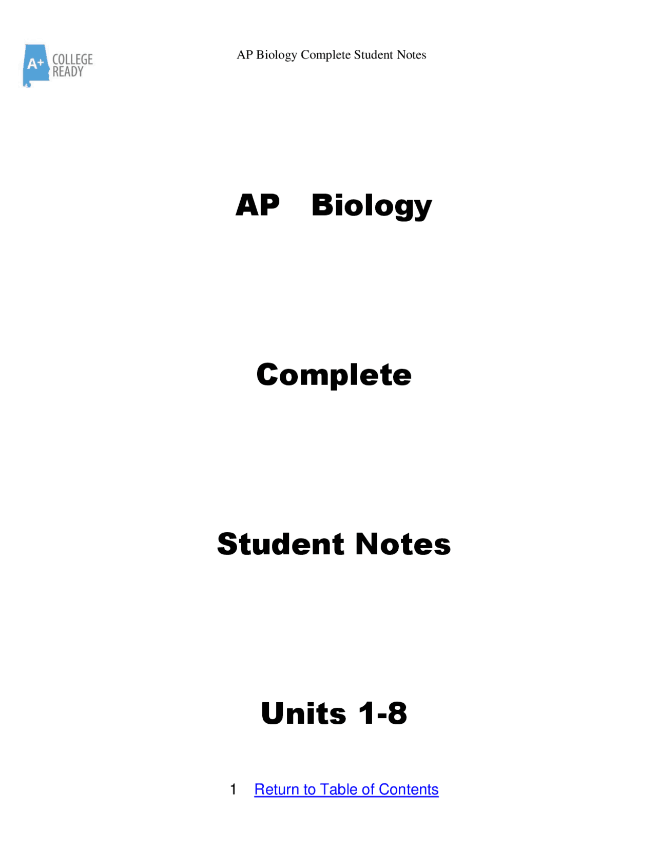 AP Biology Complete Student Notes Units 1-8 | Study notes Biology | Docsity