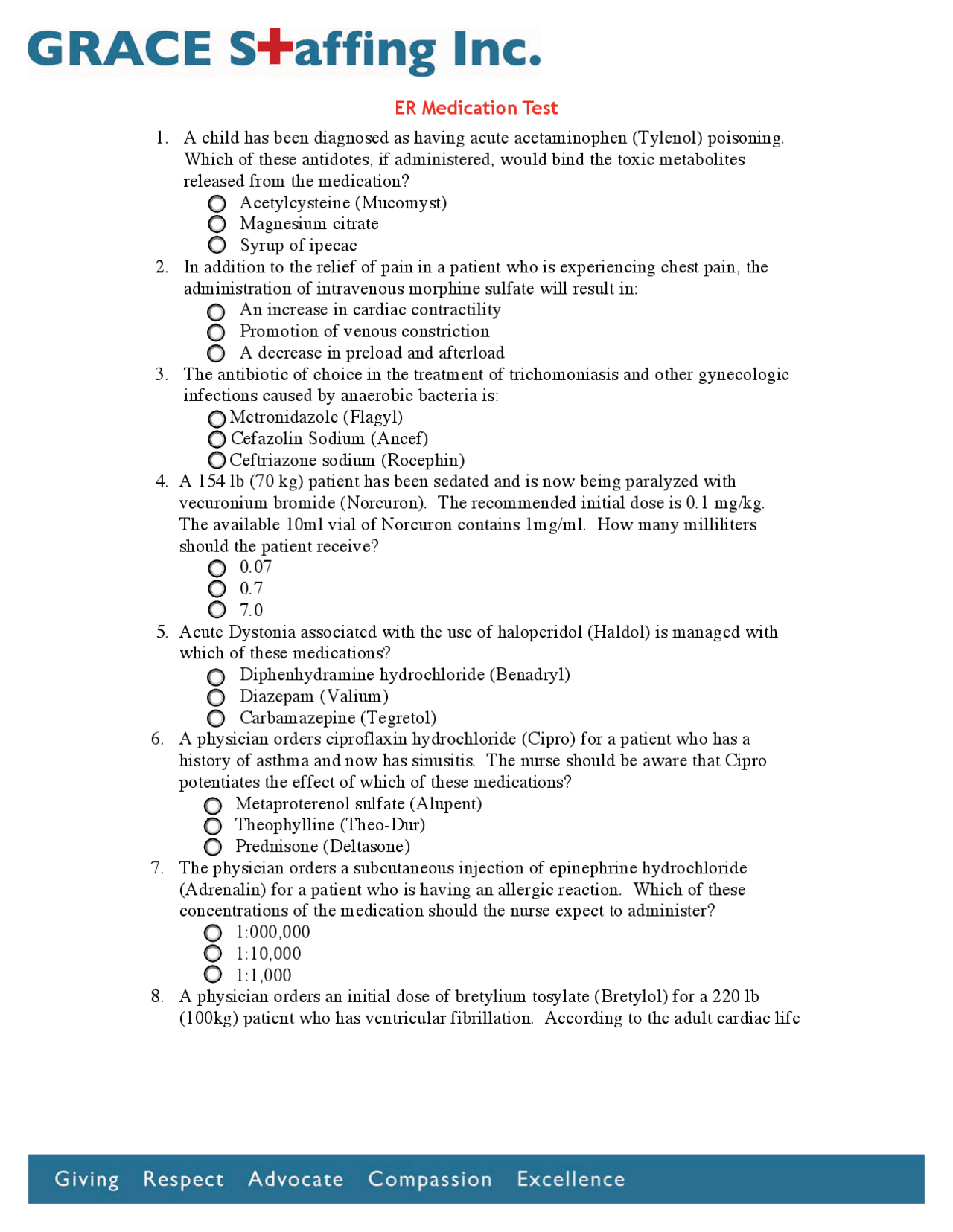 ER Medication Test with Questions and Answers | Schemes and Mind Maps ...