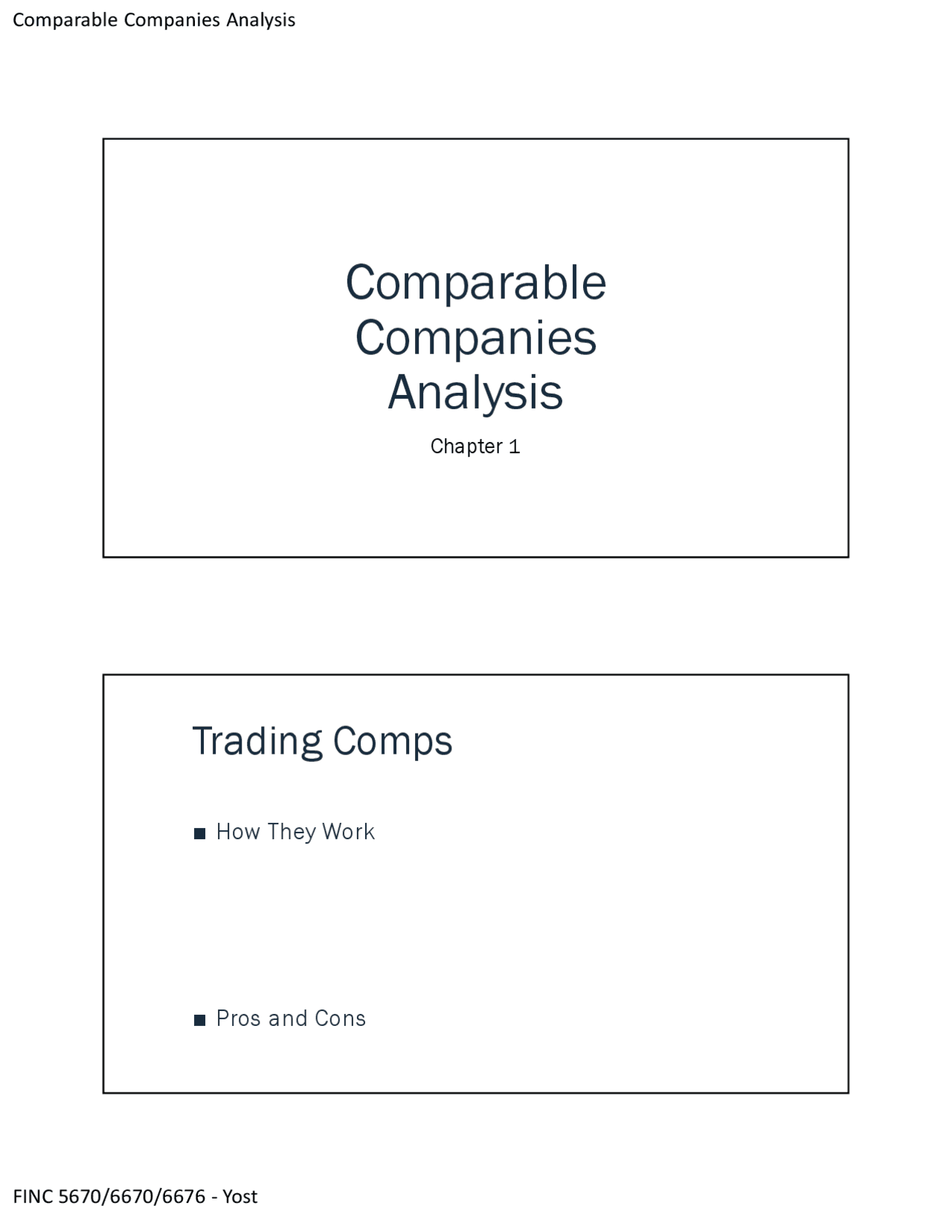 Comparable Companies Analysis | Summaries Statistics | Docsity