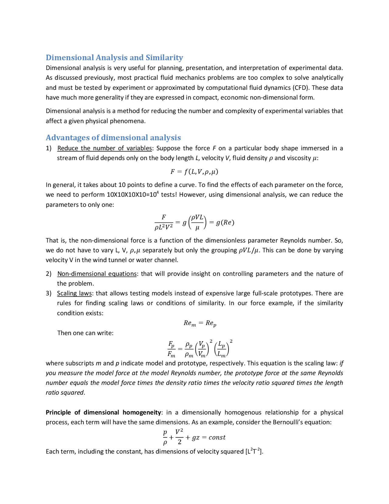 Dimensional Analysis and Similarity | Exercises Dimensional Analysis | Docsity