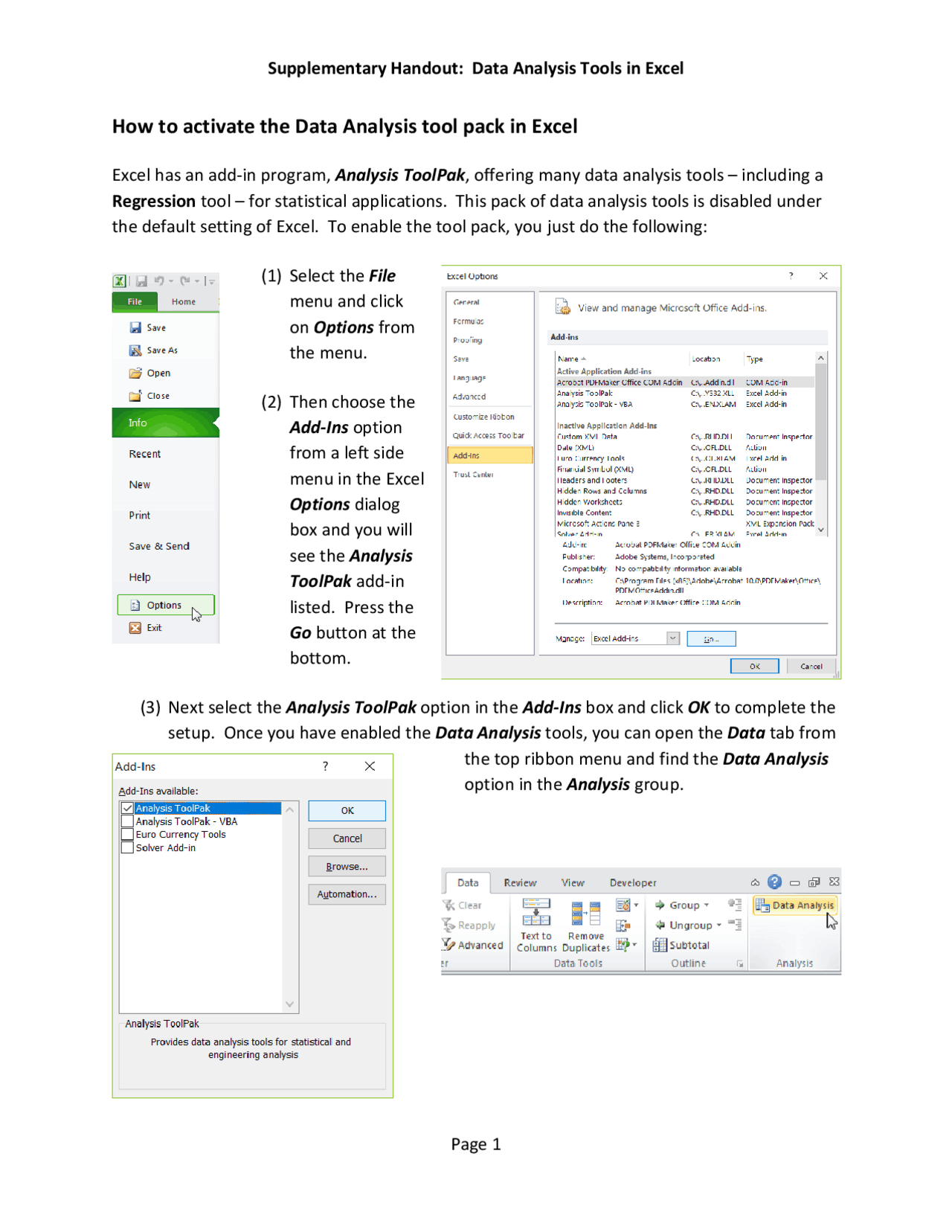 How To Activate The Data Analysis Tool Pack In Excel Schemes And Mind