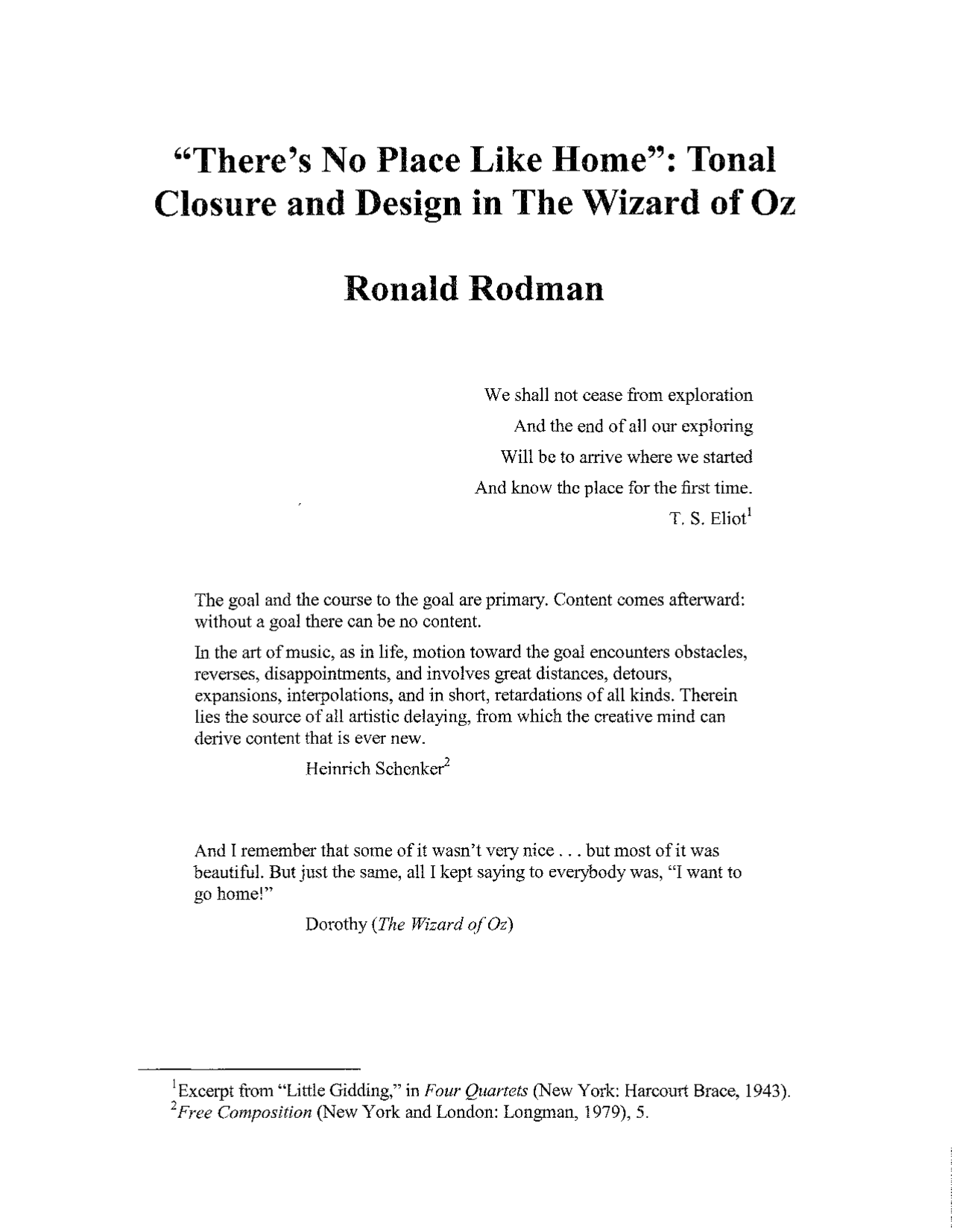 Tonal Closure and Design in The Wizard of Oz Ronald Rodman | Study ...