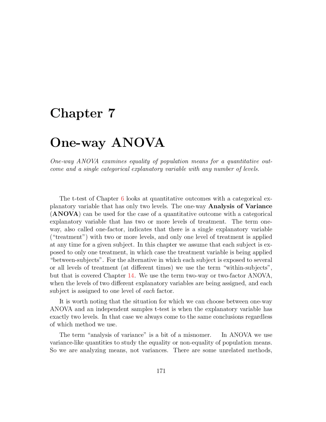Chapter 7 One Way Anova Lecture Notes Statistics Docsity