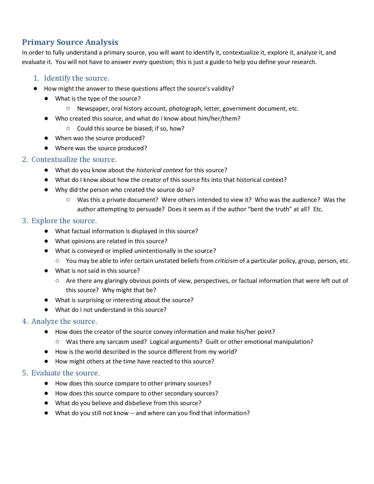 Primary Source Analysis | Study notes History - Docsity