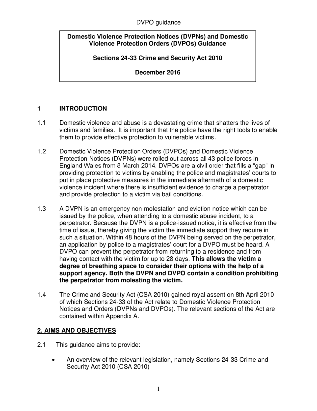 Domestic Violence Protection Notices and Orders: Issuance and Breach ...