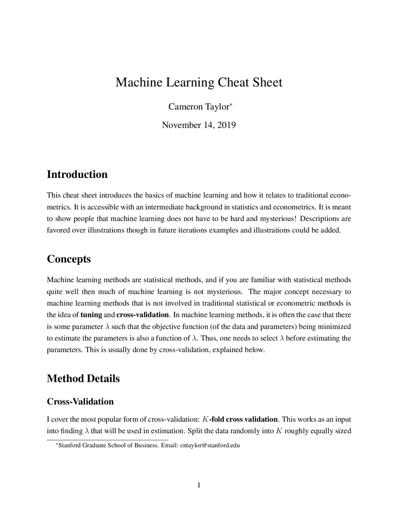 Machine Learning Cheat Sheet - Cameron Taylor | Cheat Sheet Machine ...