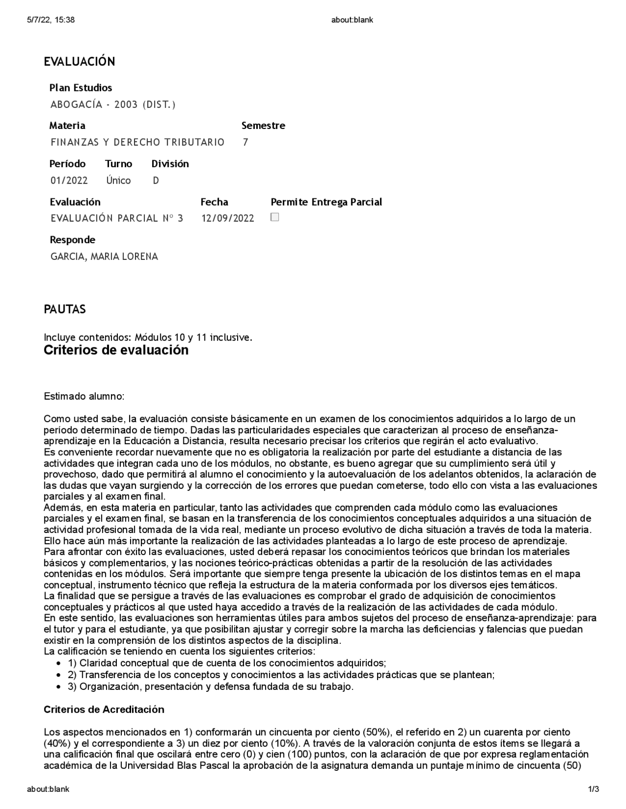 Parcial 3 Fdt Abogacia Ubp Exámenes Selectividad De Derecho Docsity