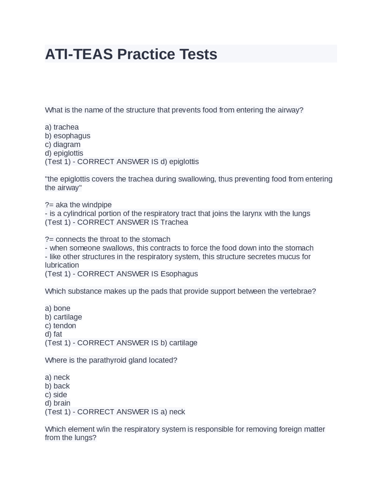 ATI-TEAS Practice Tests/ATI-TEAS Practice Tests - Docsity