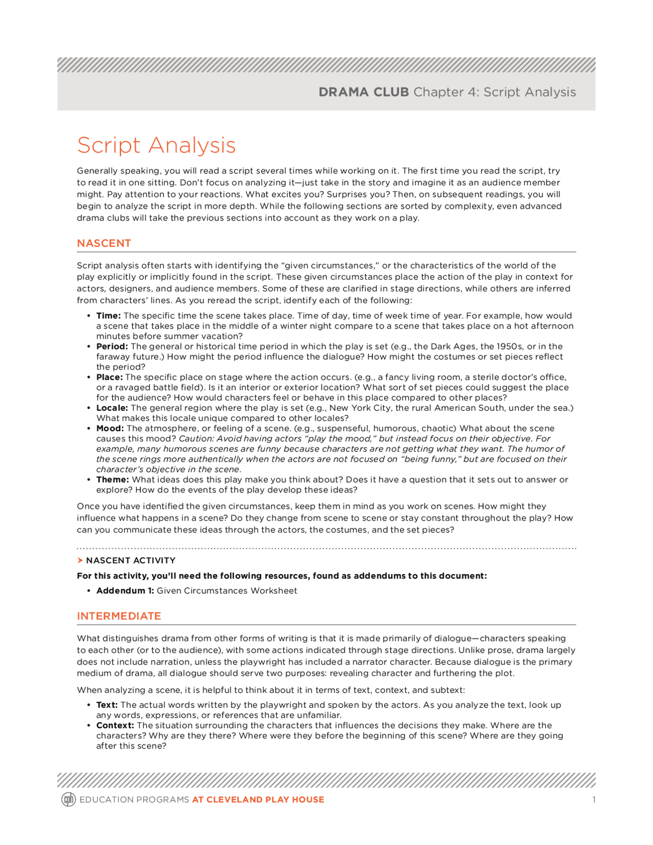 Script Analysis - Chapter 4 | Lecture notes Theatre | Docsity