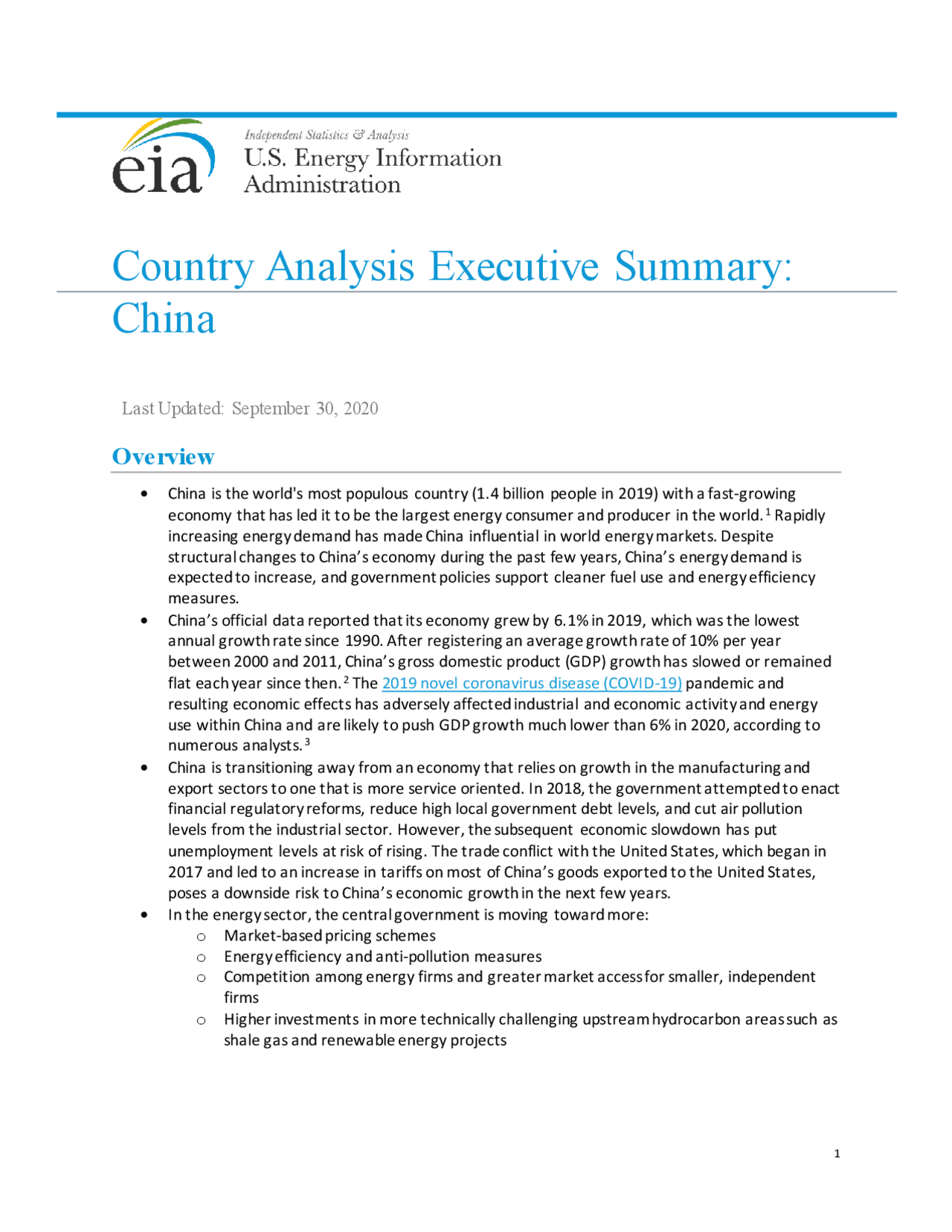 Country Analysis Executive Summary: China - Docsity