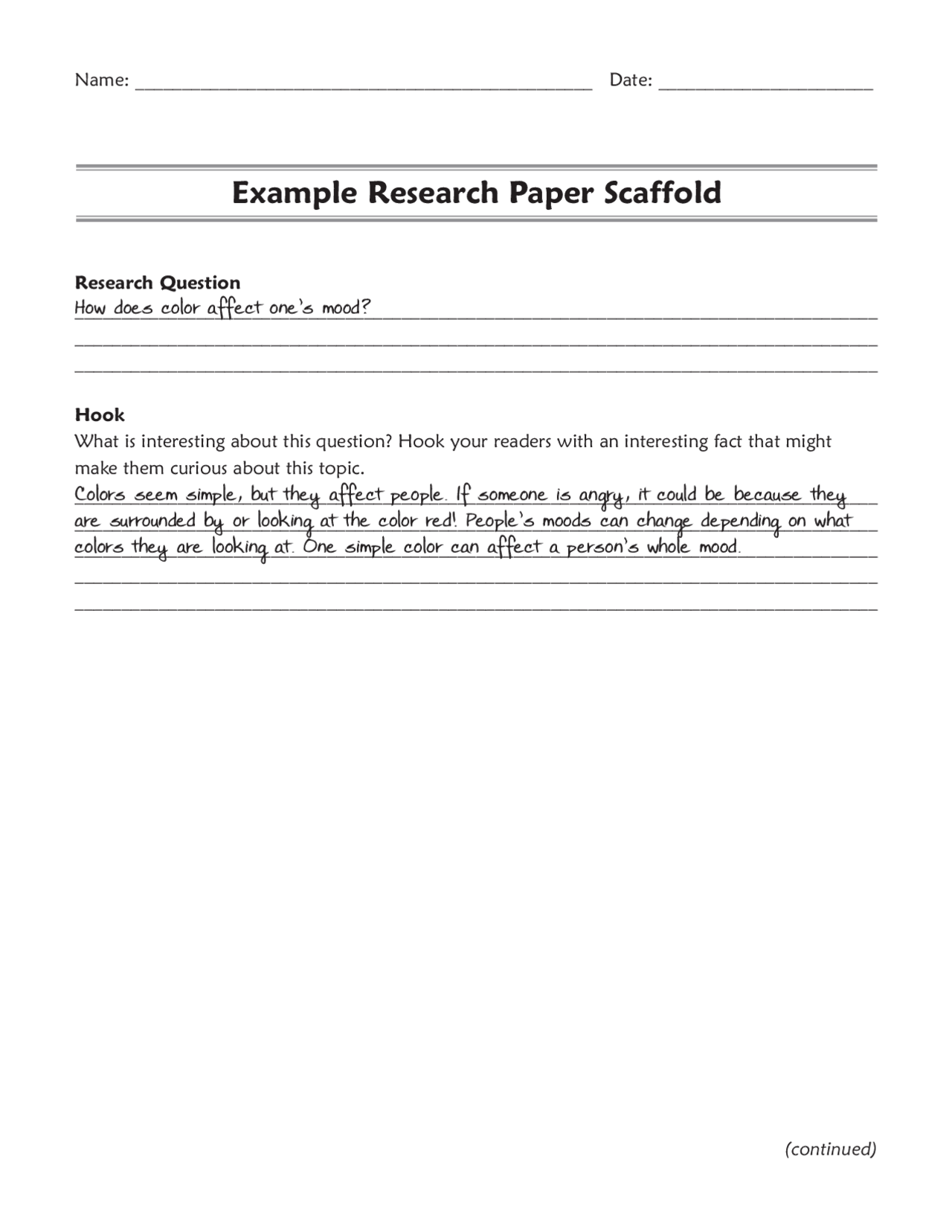 Example Research Paper Scaffold | Exercises Research Methodology | Docsity