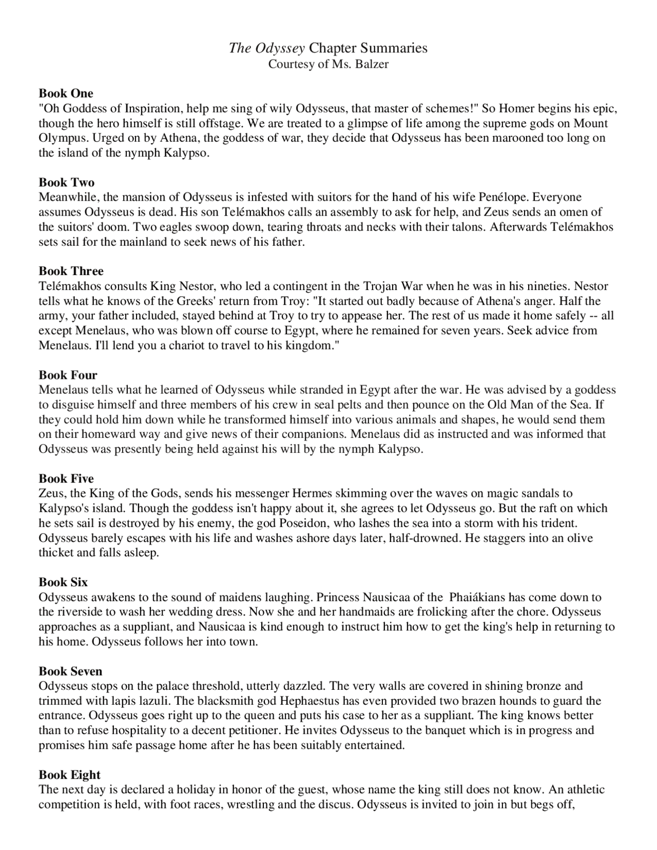 The Odyssey: Chapter Summaries and Gods' Interventions | Exams English ...