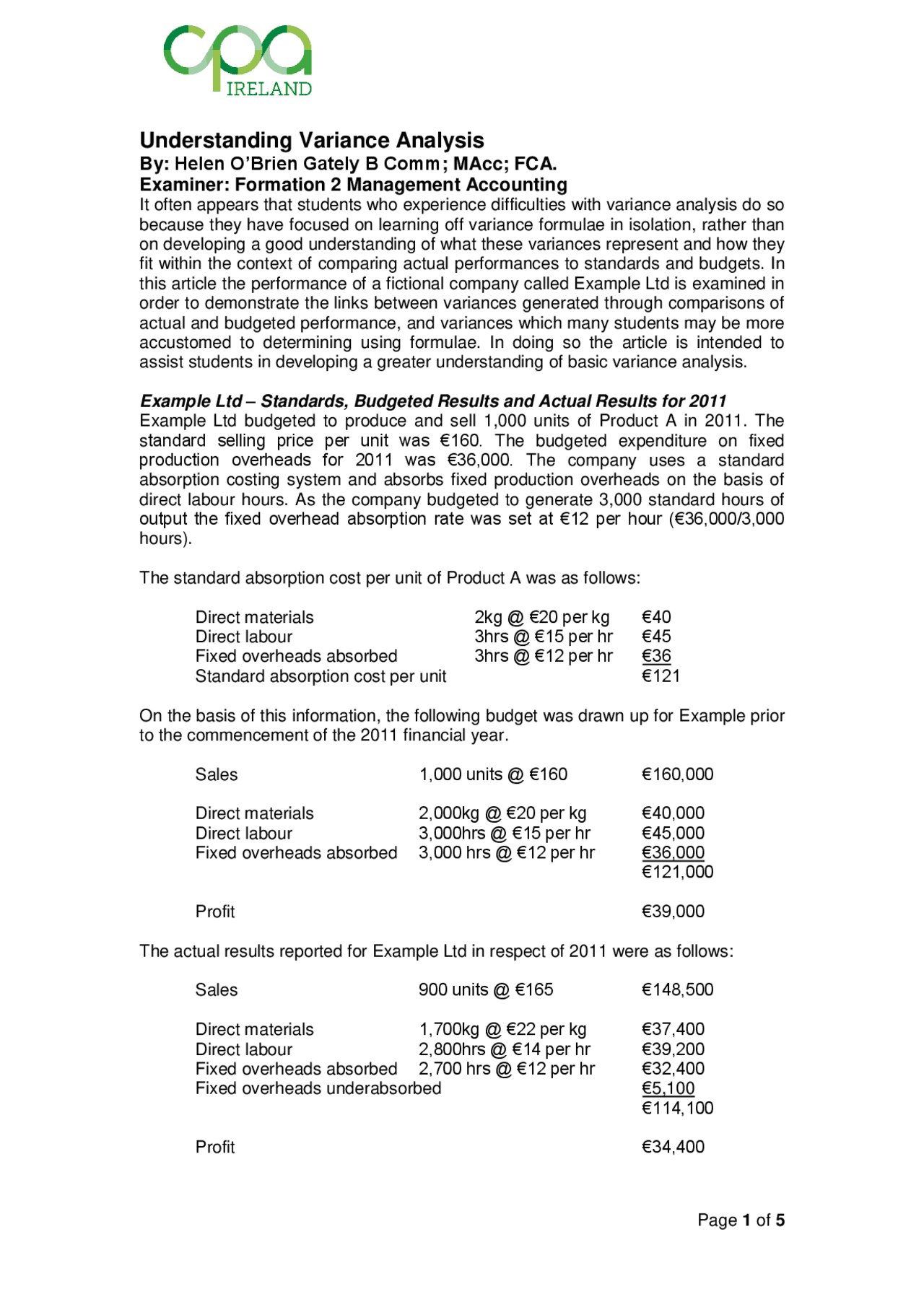 Understanding Variance Analysis | Notes Comptabilité analytique | Docsity