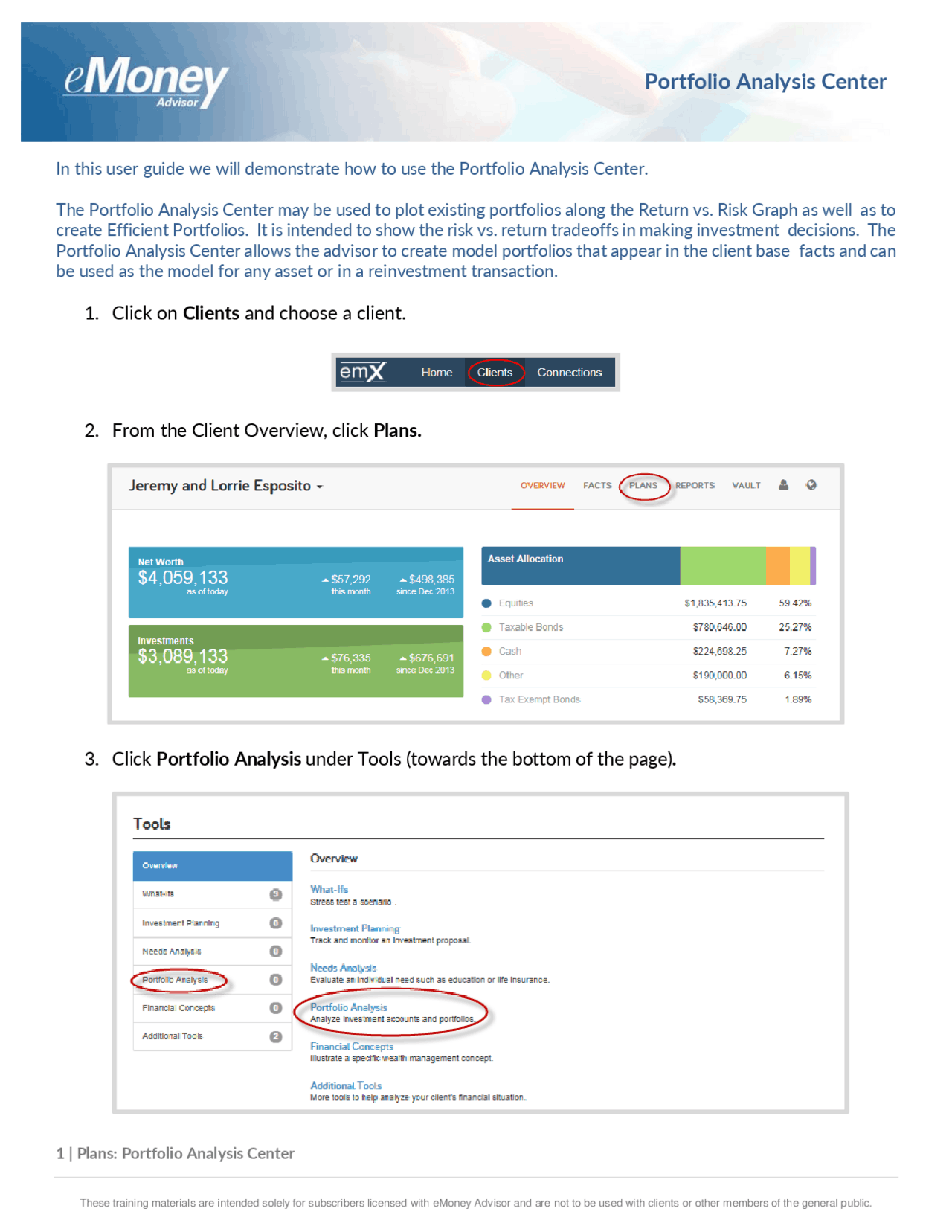 eMoney Advisor's Portfolio Analysis: User Guide for Efficient ...
