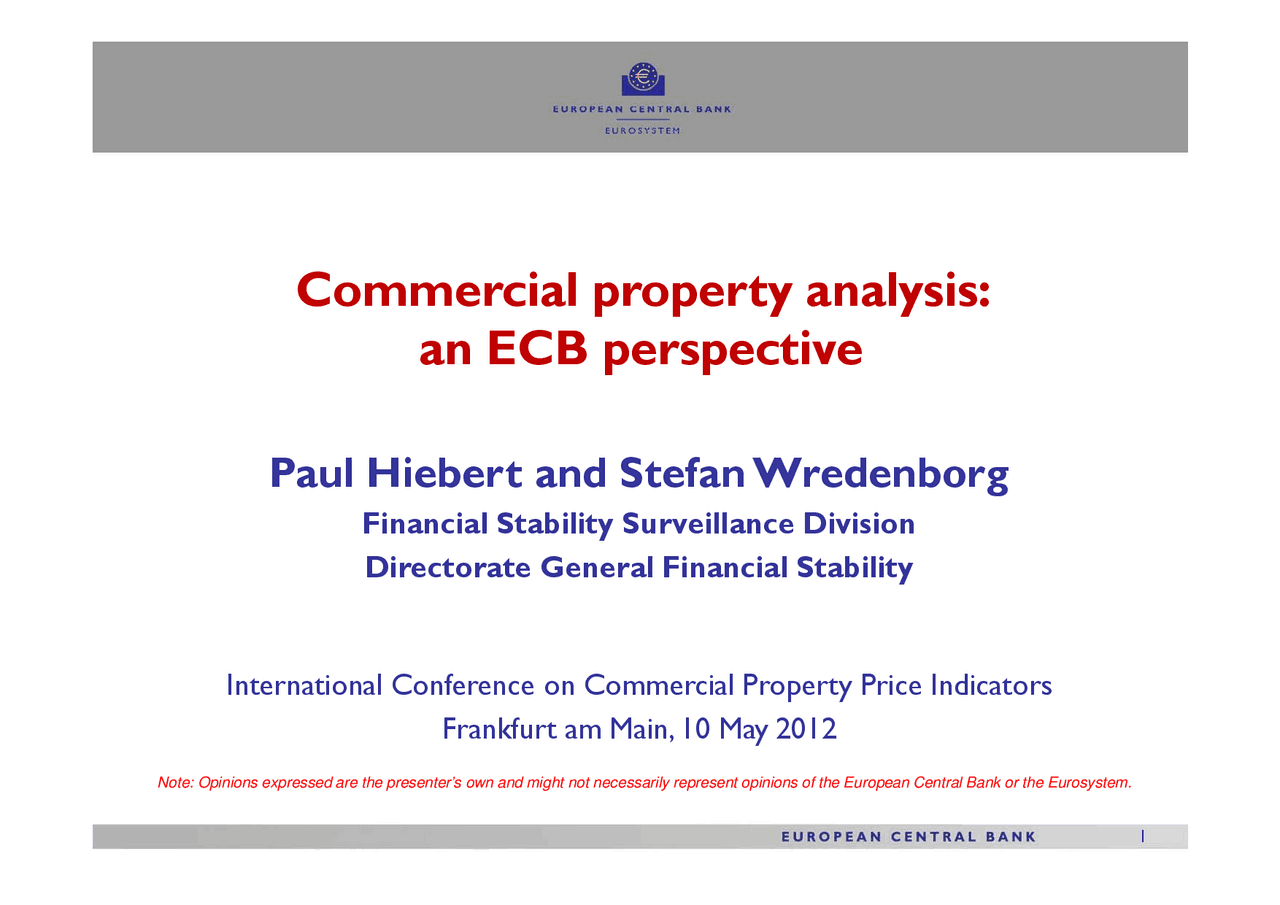 Commercial property analysis: an ECB perspective | Assignments Social ...