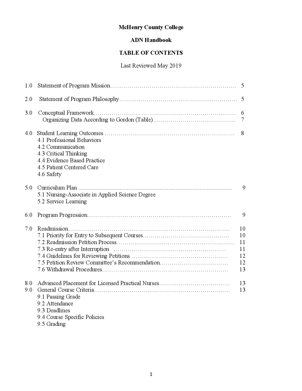 ADN Student Handbook - Docsity