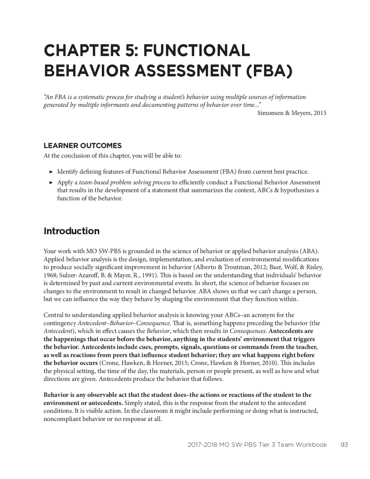 Chapter 5 Functional Behavior Assessment Fba Lectures Arts Docsity