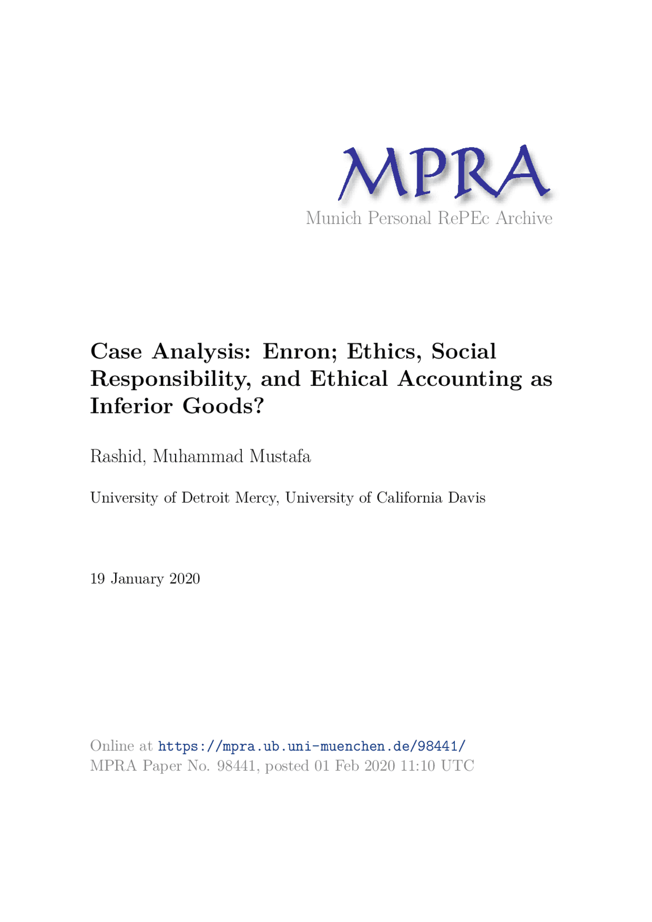 Case Analysis: Enron; Ethics, Social Responsibility, and ... | Study ...