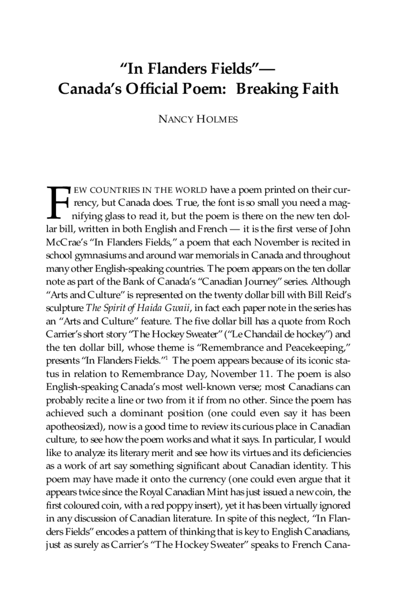 “In Flanders Fields”— Canada's Official Poem: Breaking Faith | Study ...