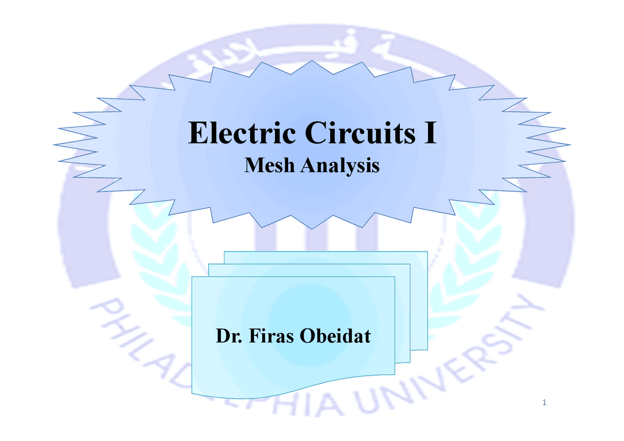Mesh Analysis Assignments Circuit Theory Docsity