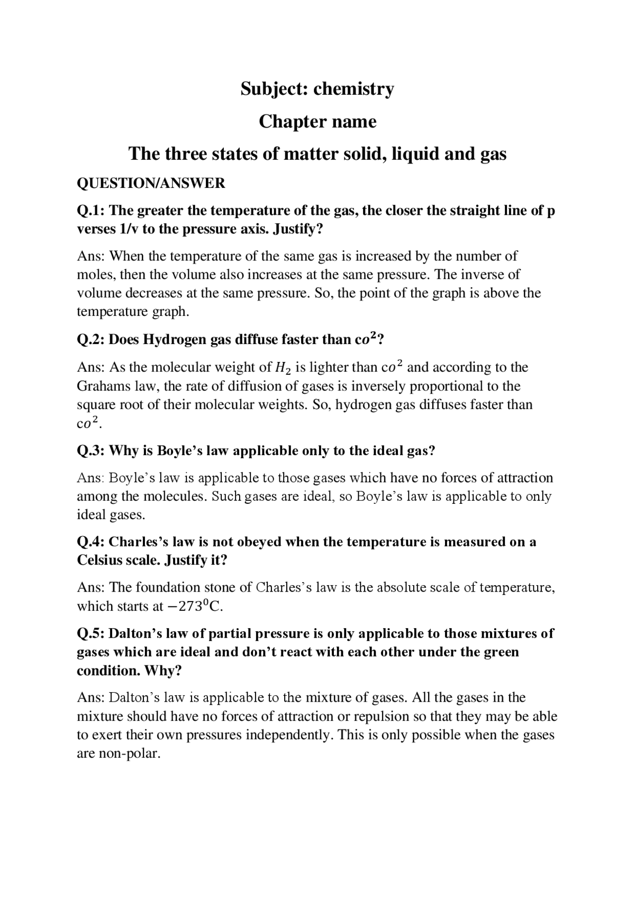 The three states of matter solid, liquid and gas | Lecture notes ...