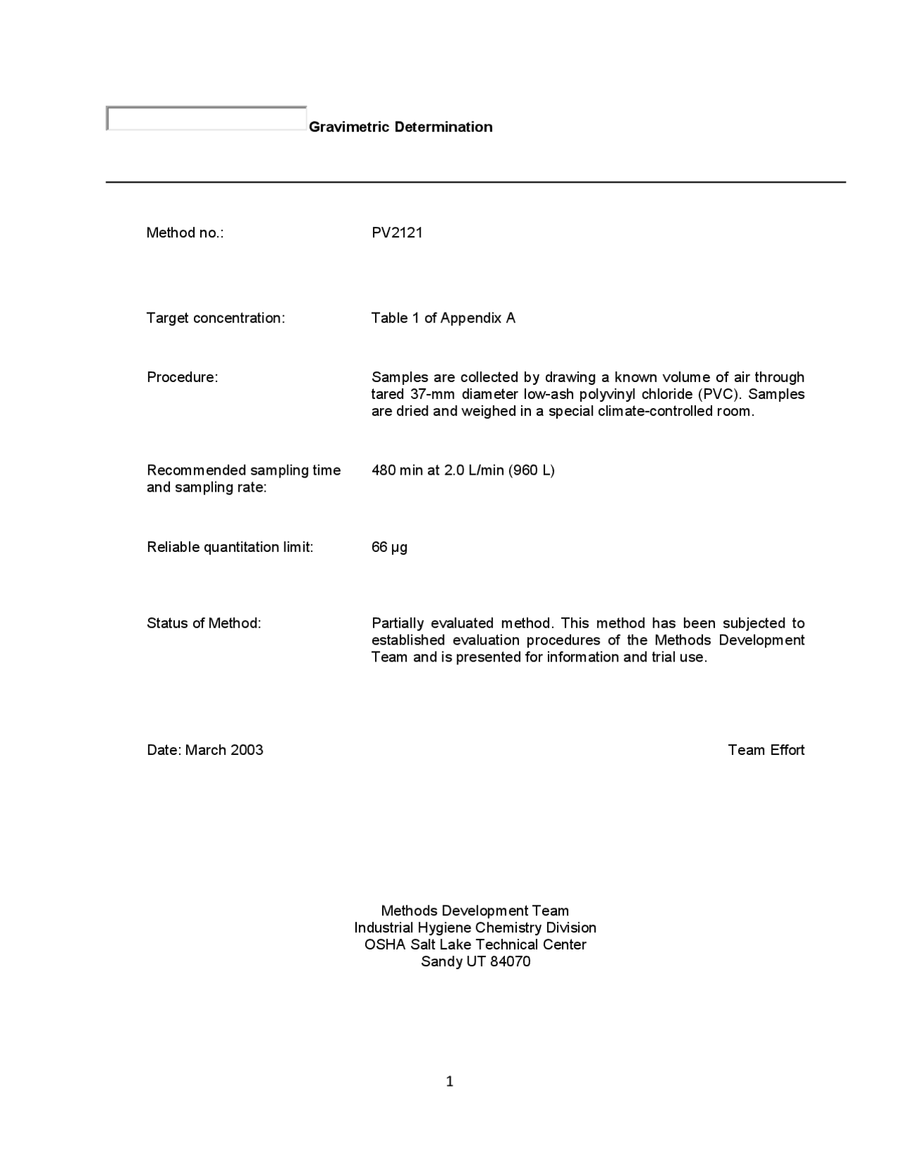 Gravimetric Determination Method No Pv2121 Target Docsity