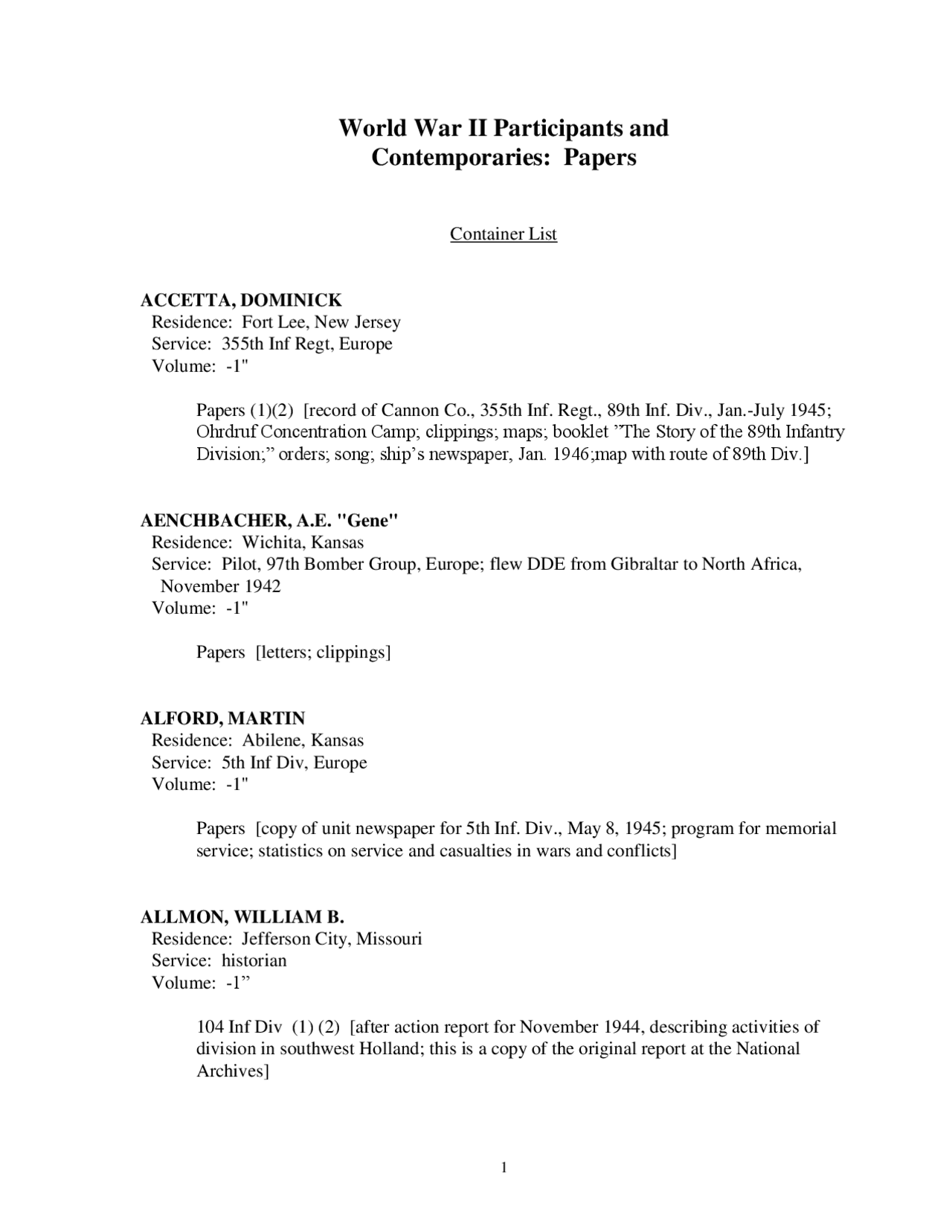World War II Participants and Contemporaries: Papers | Schemes and Mind ...