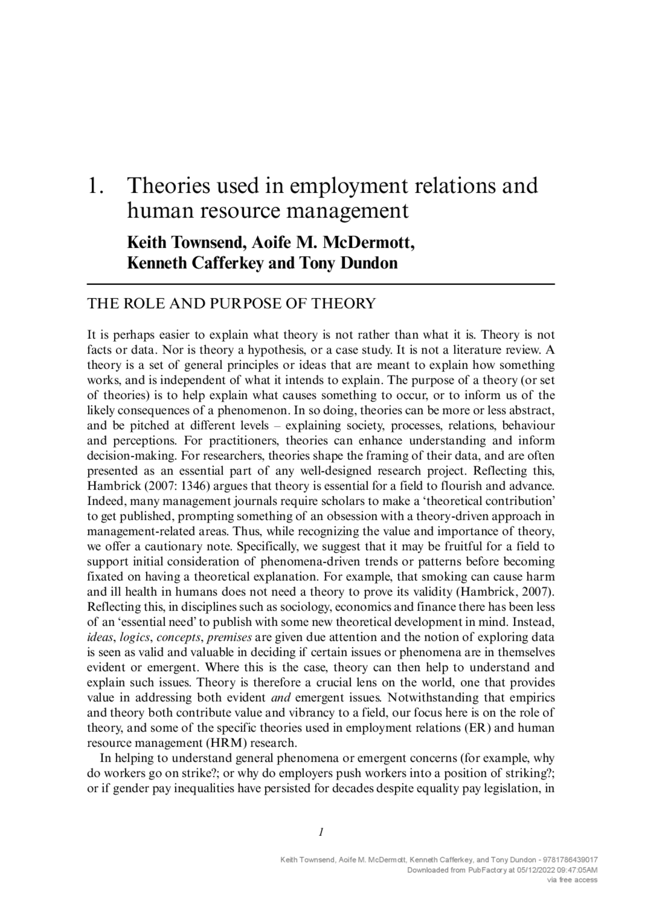 1. Theories used in employment relations and human ... | Schemes and ...