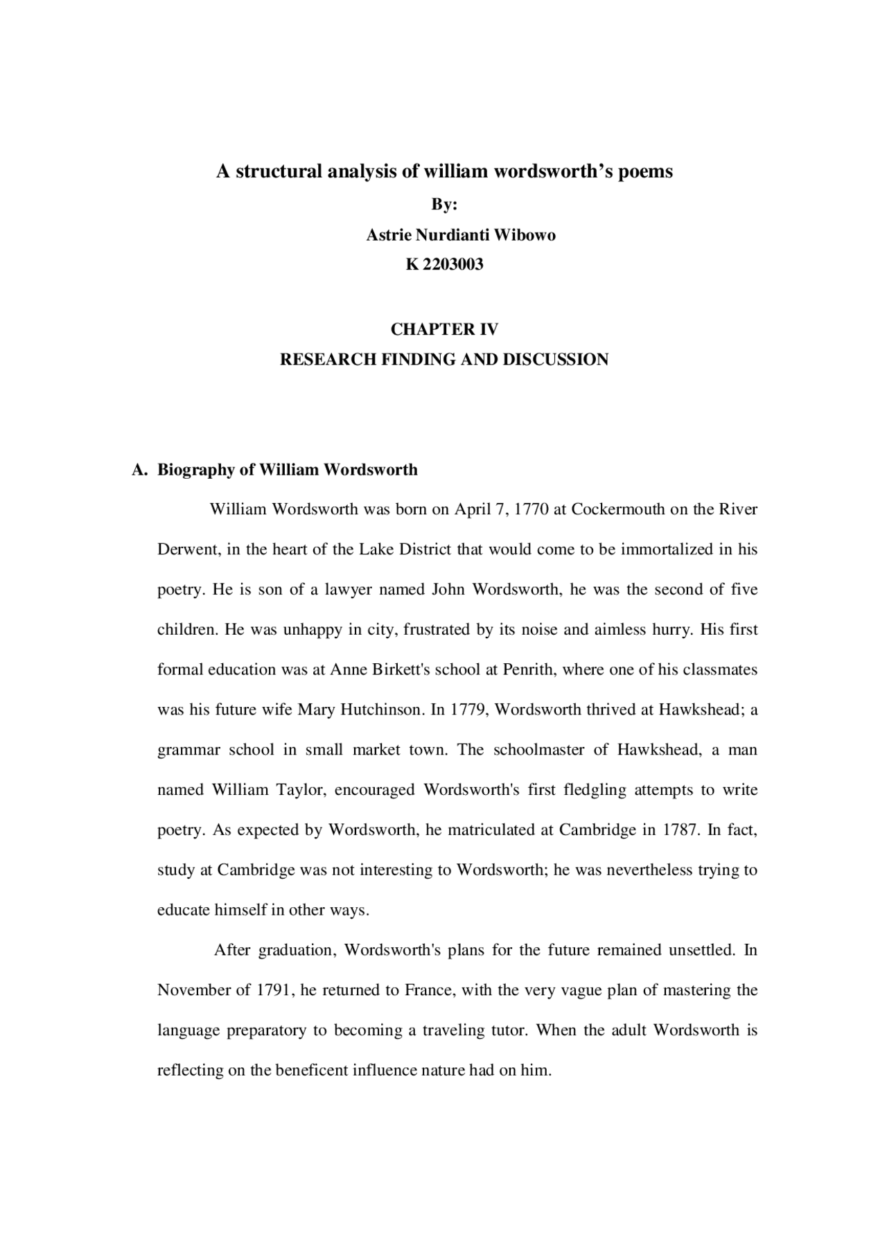 A structural analysis of william wordsworth's poems | Study notes ...
