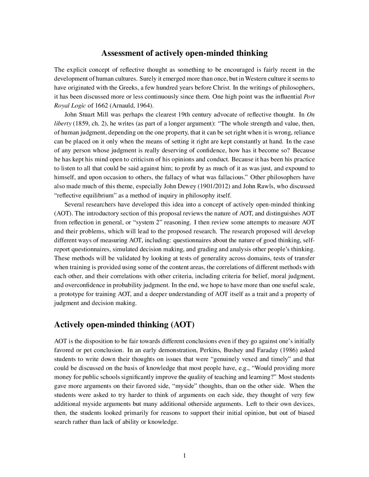 Assessment of actively open-minded thinking | Exercises Reasoning | Docsity