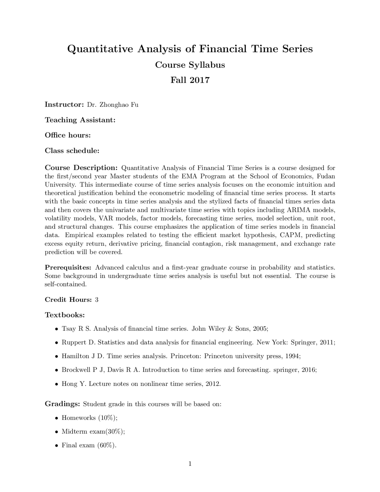 Quantitative Analysis of Financial Time Series - Docsity