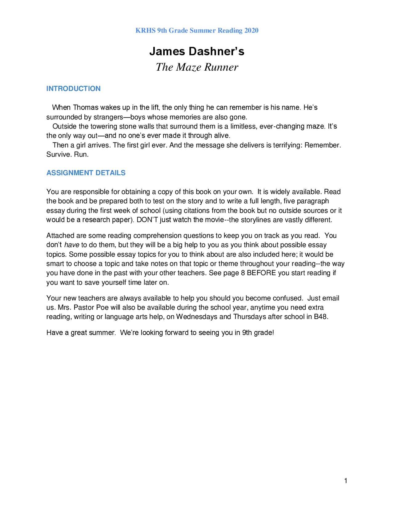 James Dashner's The Maze Runner | Schemes and Mind Maps Literature ...