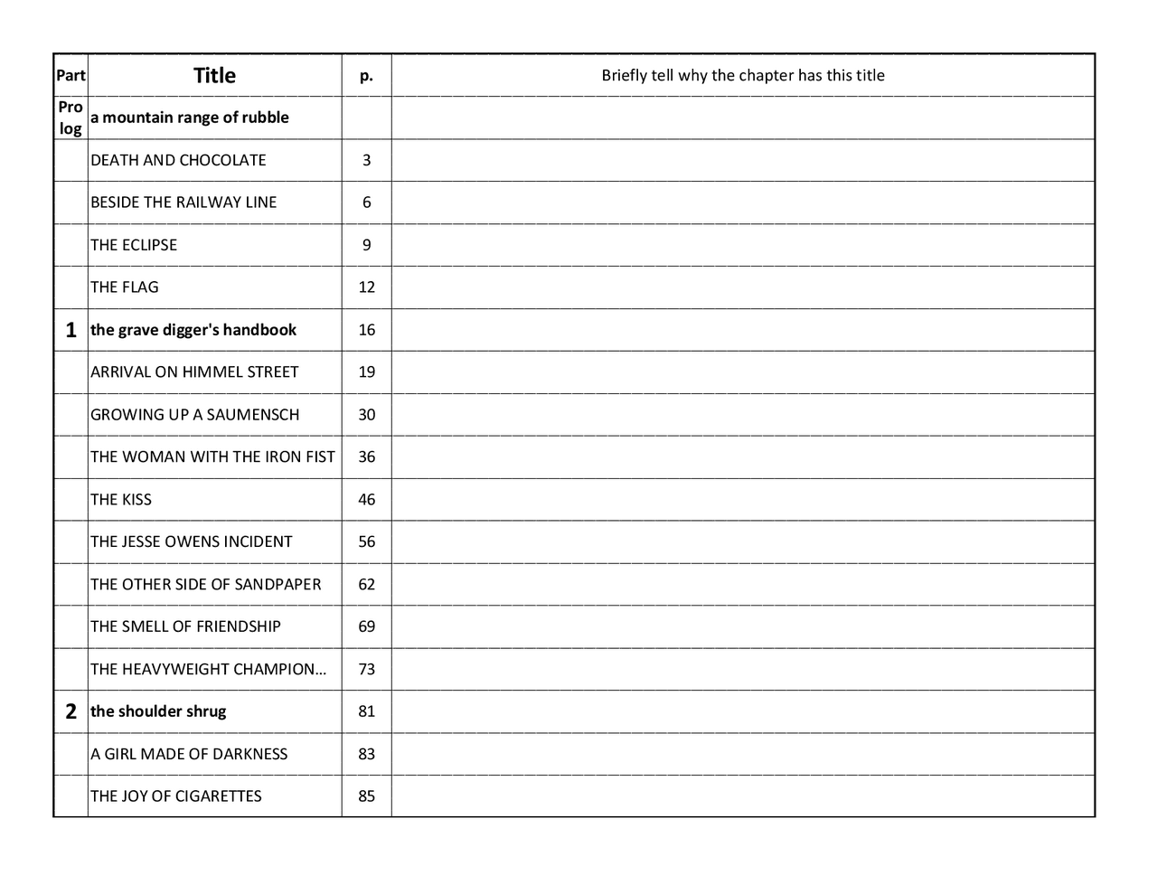 BOOK THIEF chapter titles.xlsx | Study Guides, Projects, Research ...