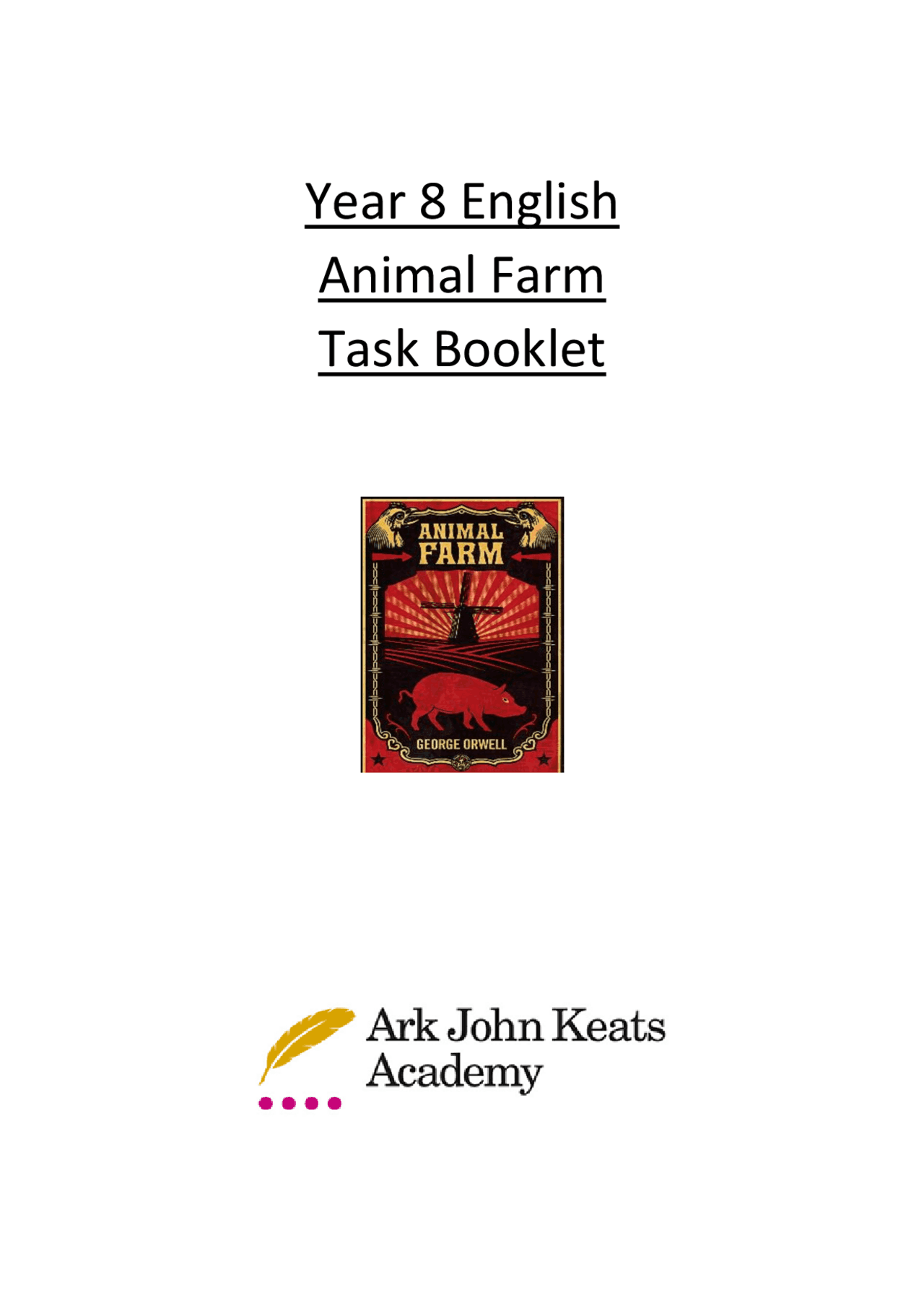 Year 8 English Animal Farm Task Booklet | Lecture notes English ...