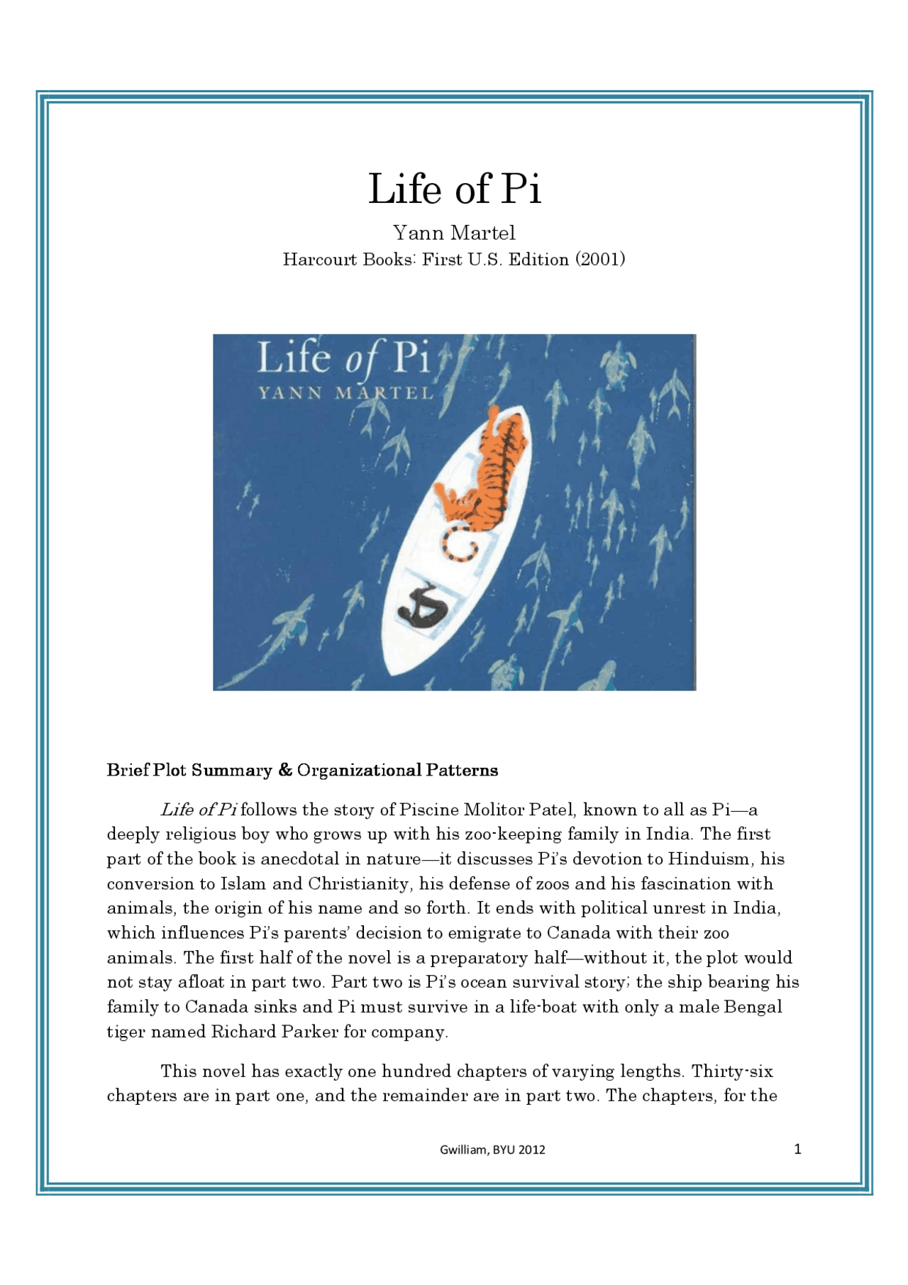 English-Life-of-Pi-Concept-Analysis. | Ejercicios Idioma Inglés | Docsity