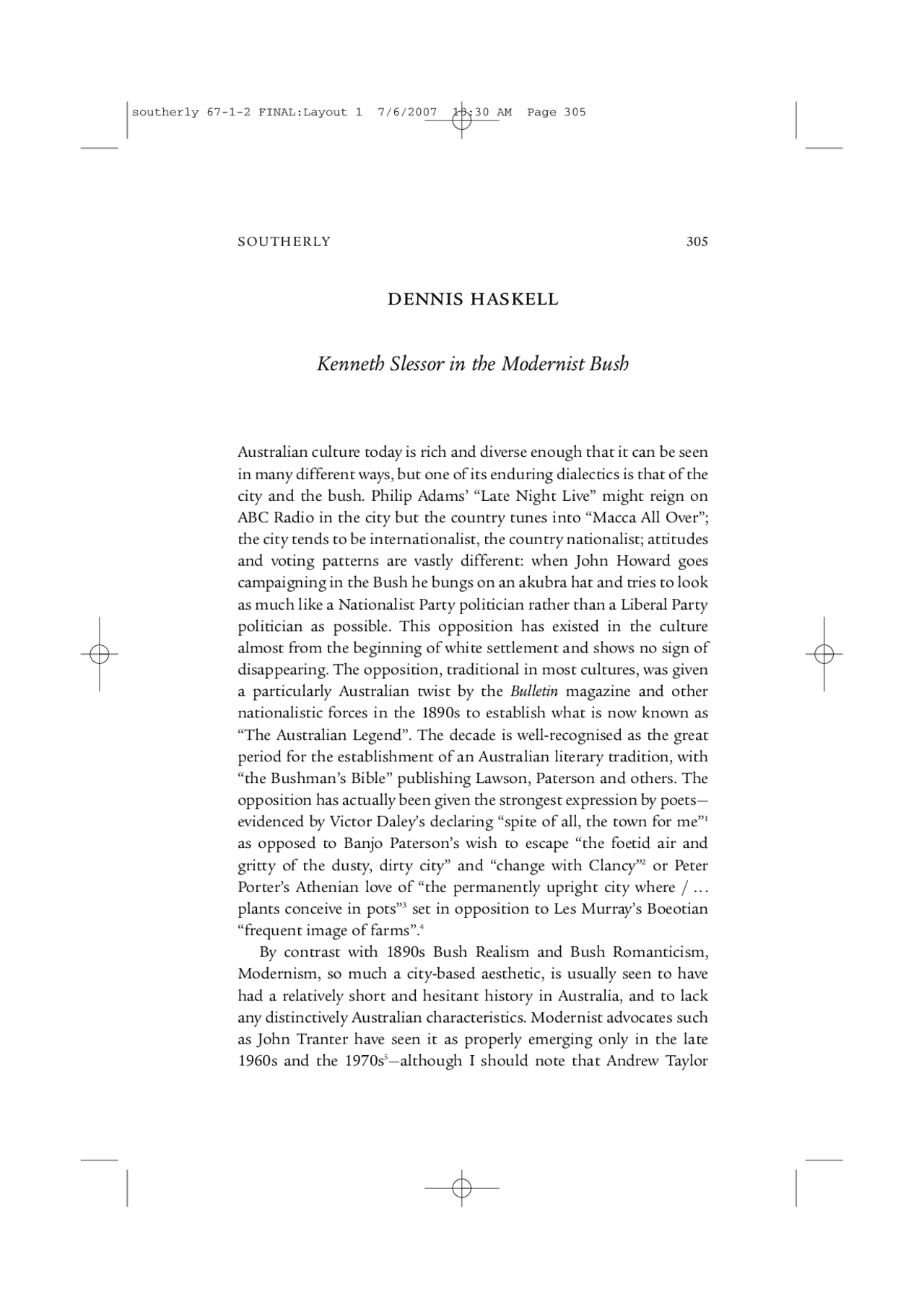 Kenneth Slessor in the Modernist Bush | Exams Poetry | Docsity