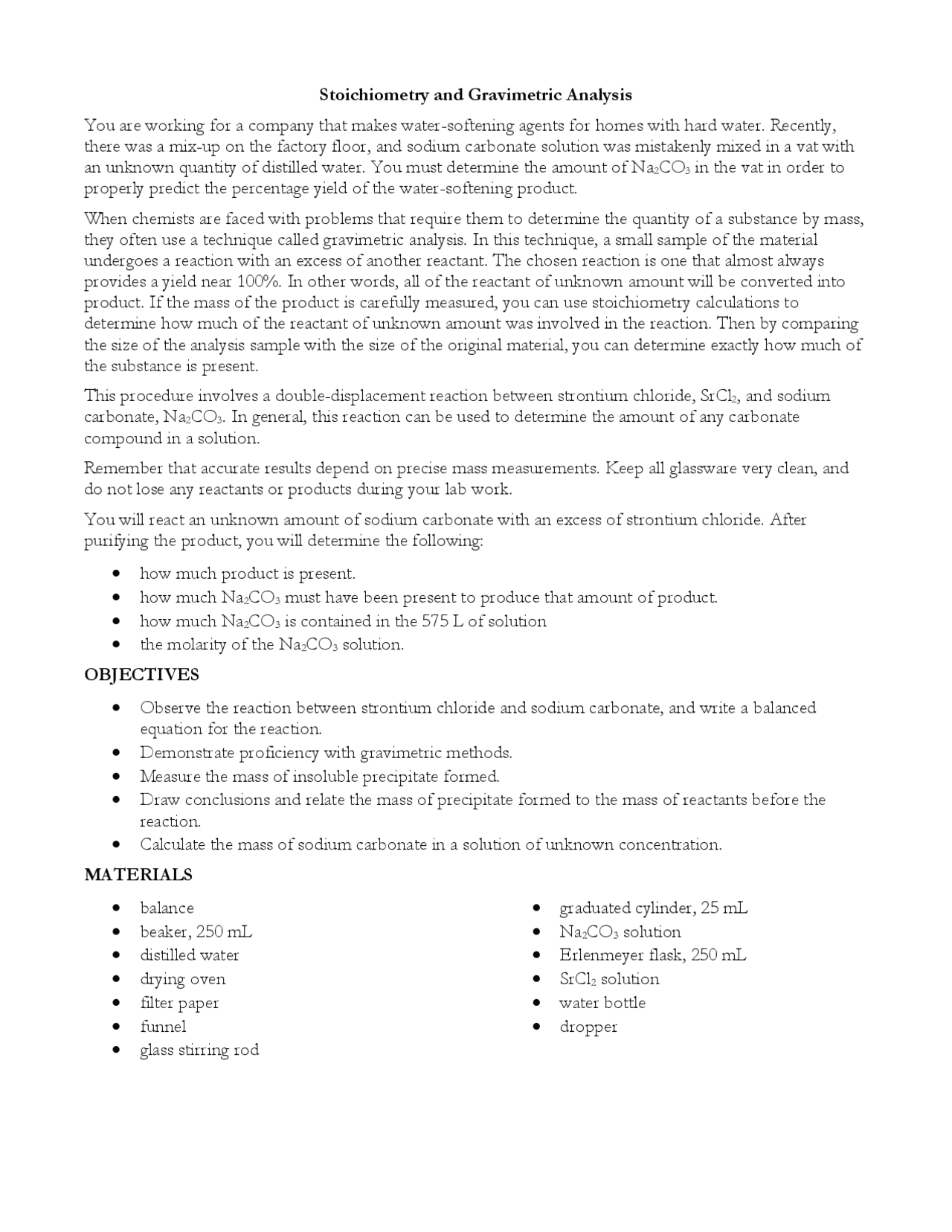 Gravimetric Analysis Labpdf Docsity
