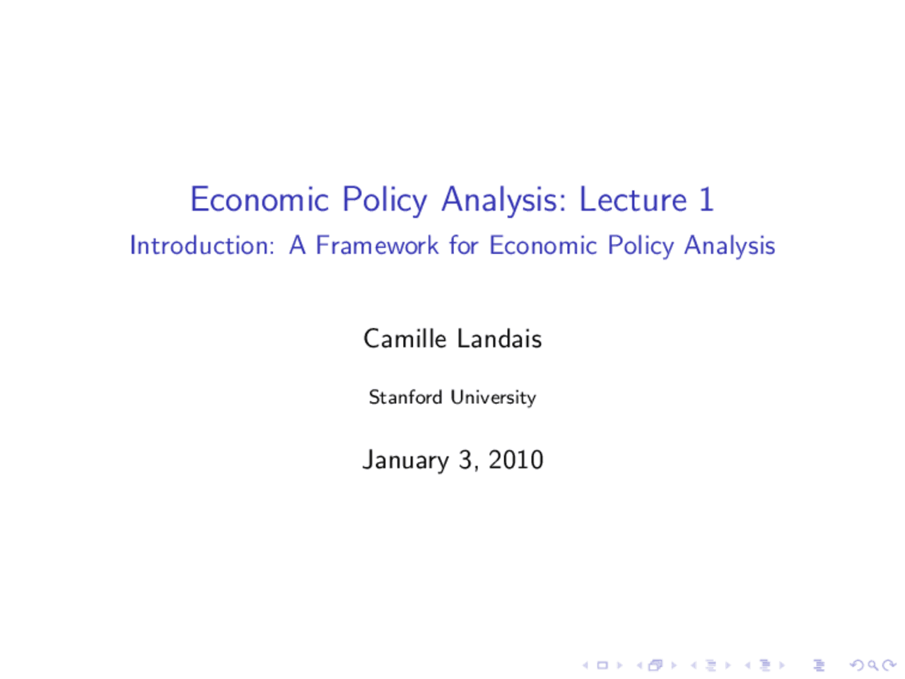 Economic Policy Analysis Lecture 1 Slides Economic Analysis Docsity