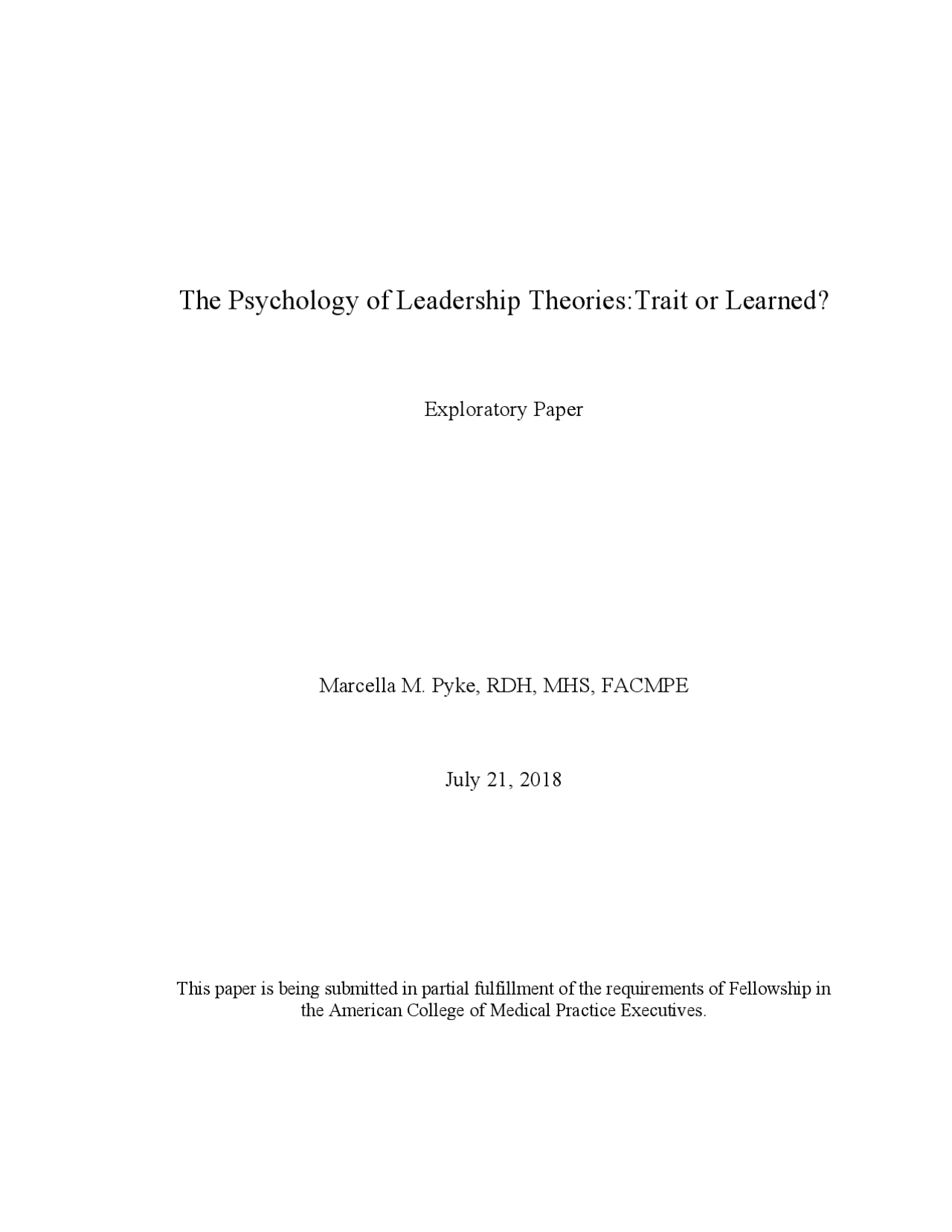 Psychology of Leadership Theories: Traits | Papers Leadership and Team ...