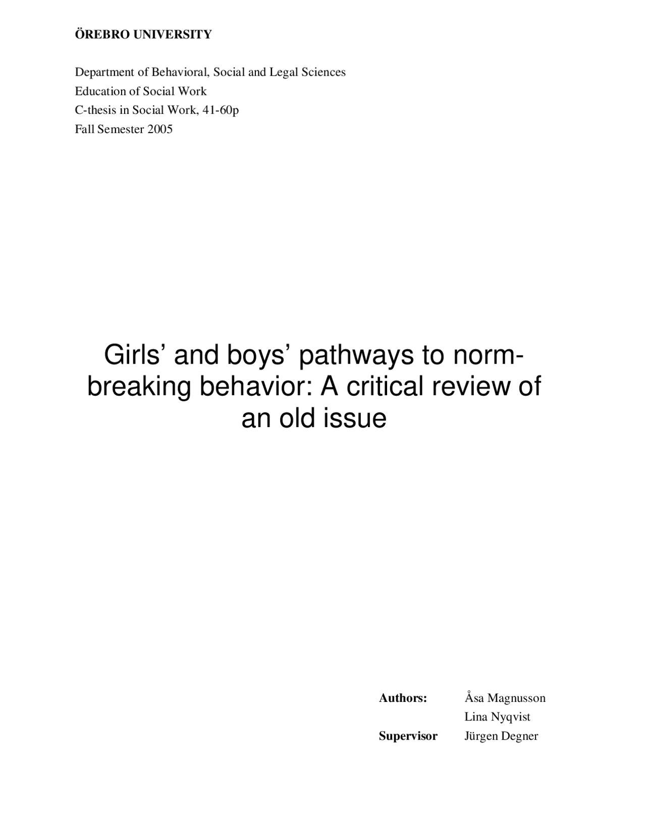 Girls' and boys' pathways to norm- breaking behavior | Lecture notes ...
