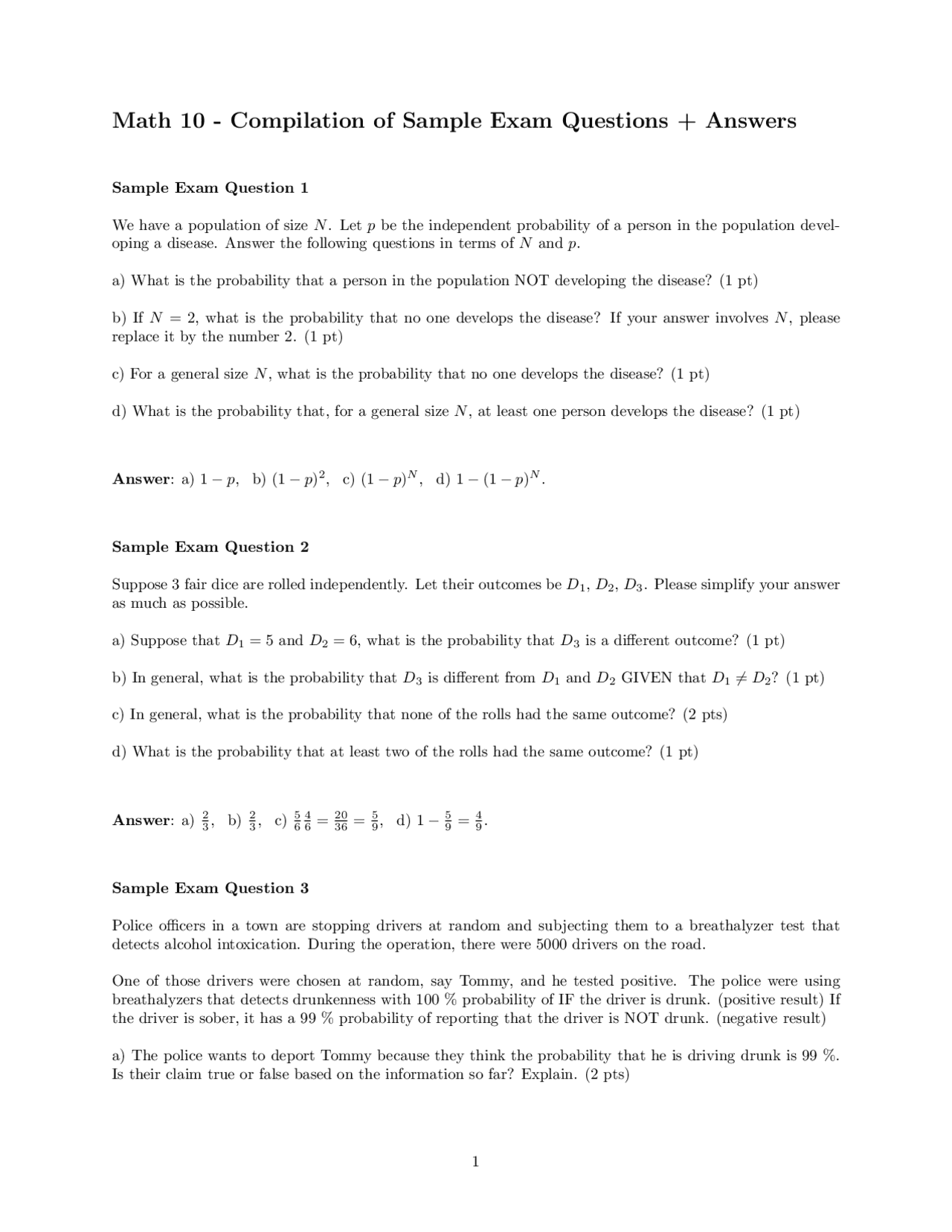 Math 10 | Exercises Statistics | Docsity
