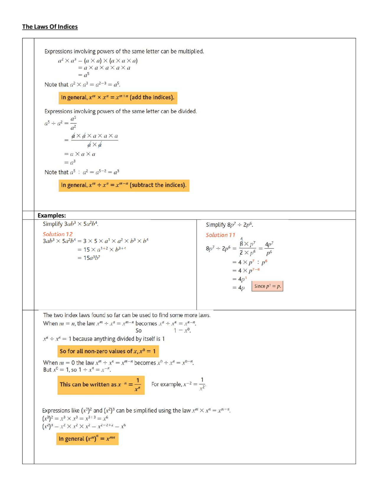 The Laws Of Indices Examples: - Docsity