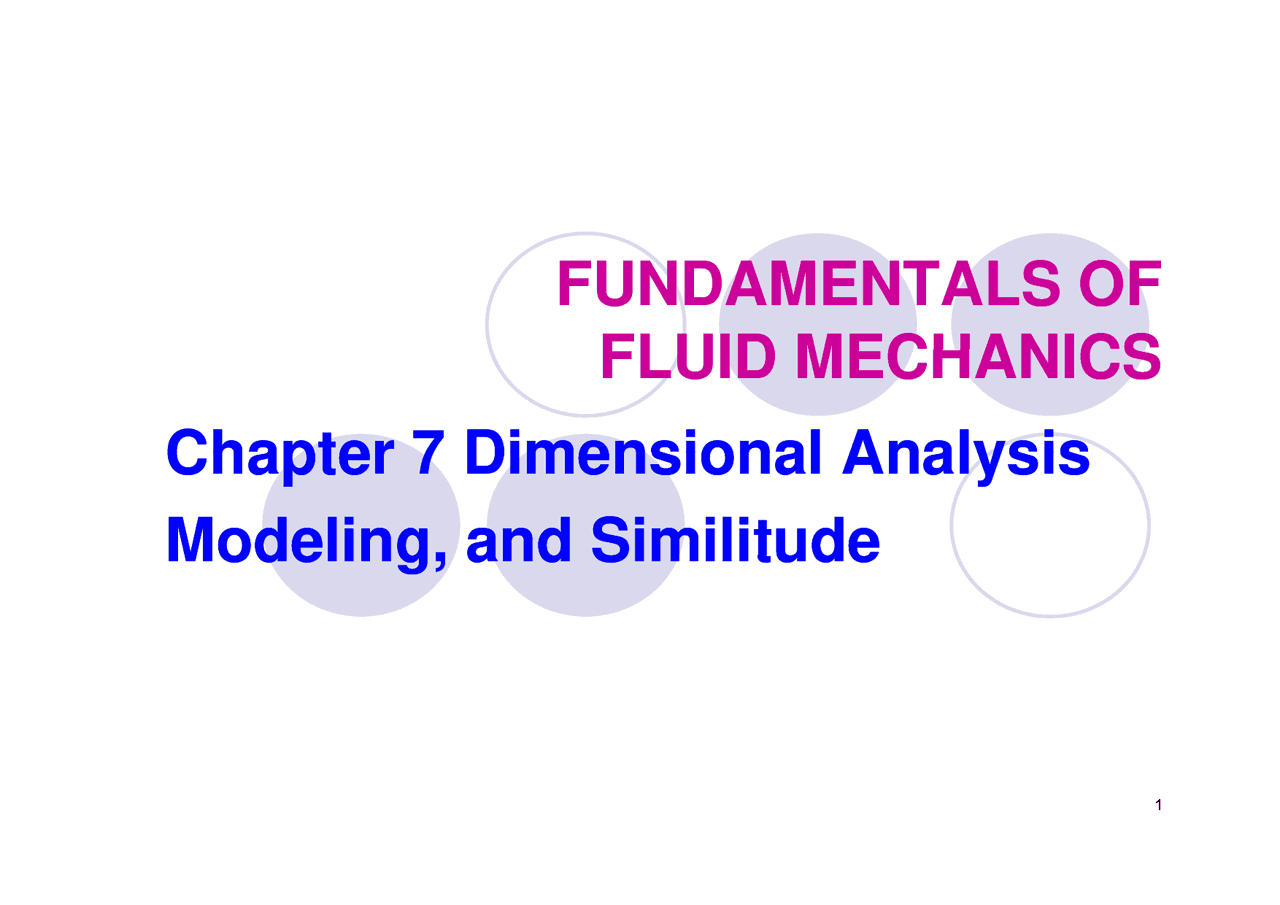 Chapter 7 Dimensional Analysis Modeling And Similitude Docsity