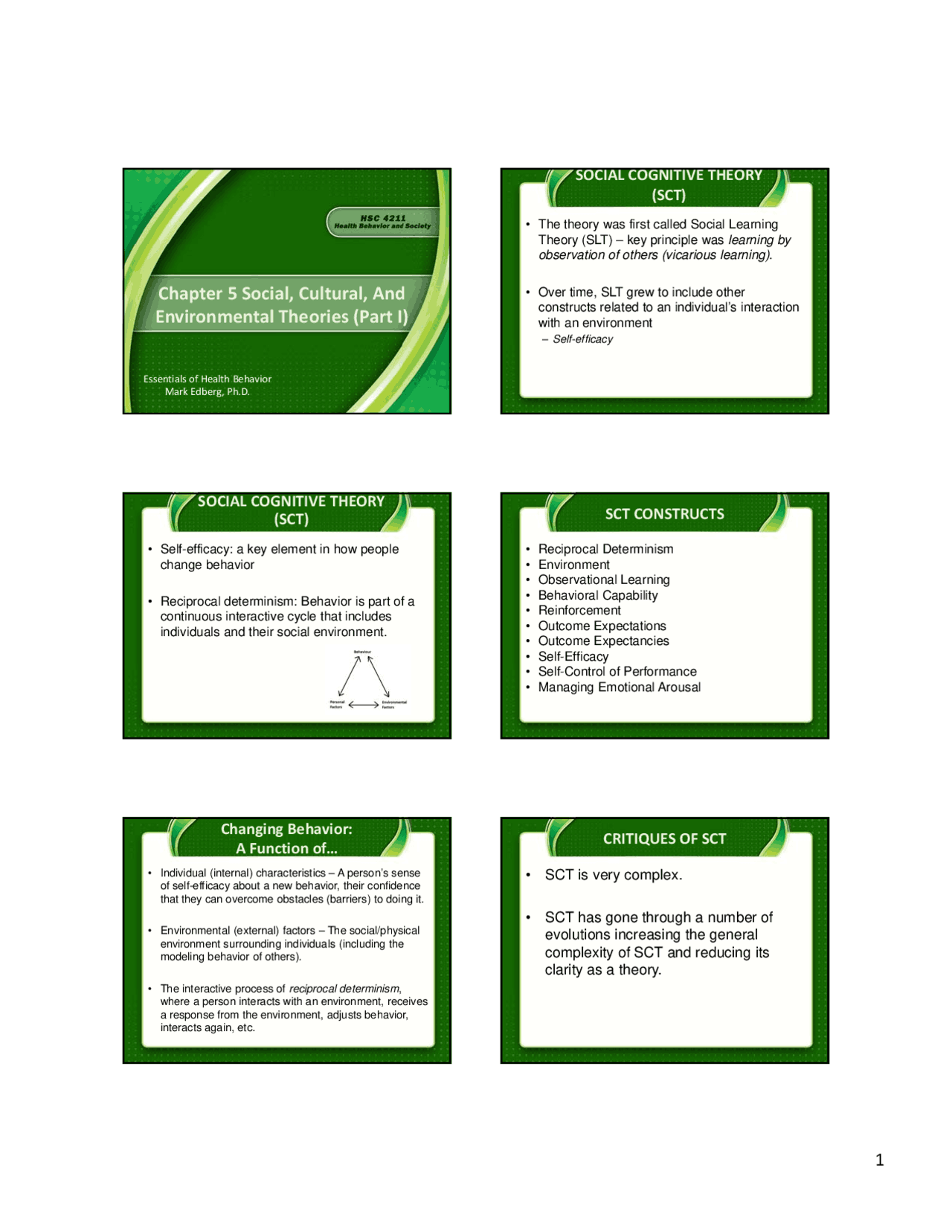 1 Chapter 5 Social, Cultural, And Environmental Theories (Part I ...