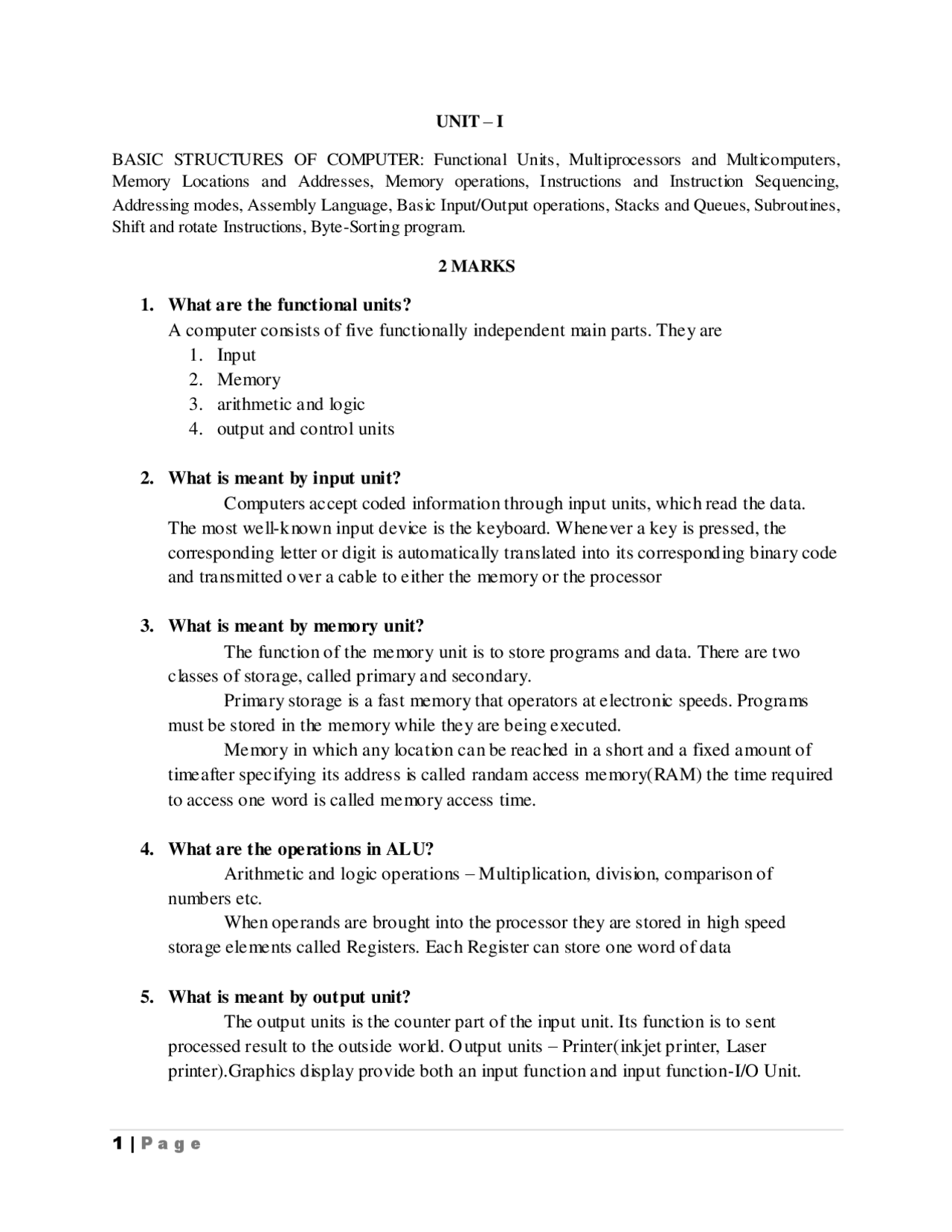 Computer Organization And Architecture Lecture Notes Computer