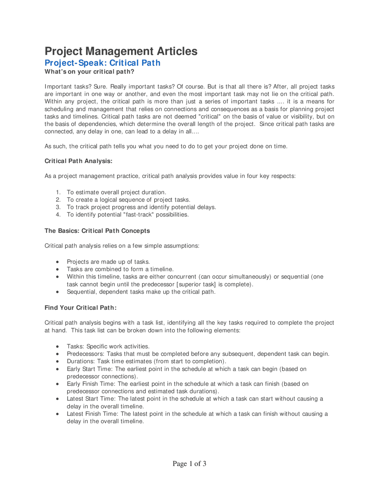 Project Management Articles | Study notes Project Management | Docsity