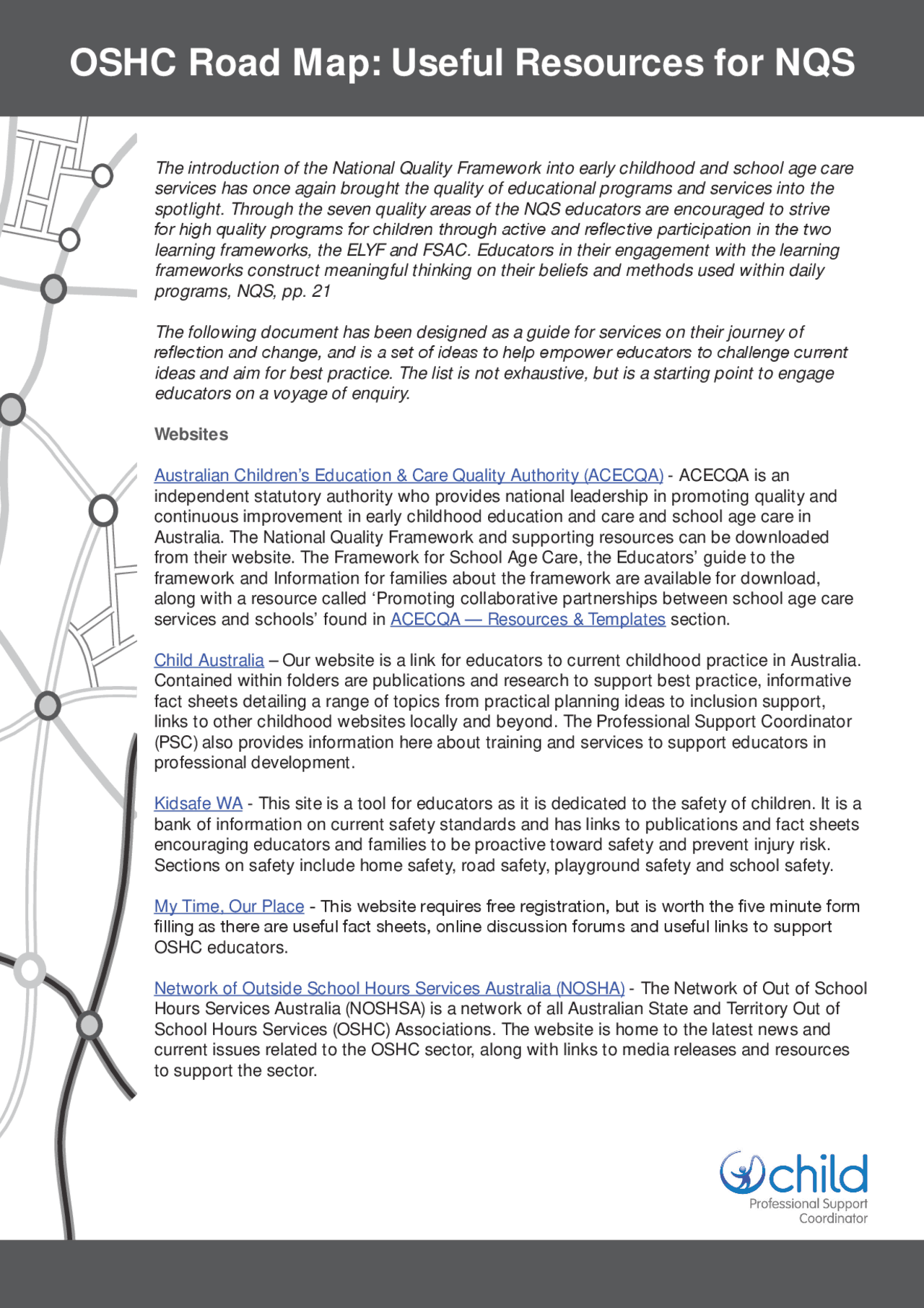 OSHC Road Map: Useful Resources for NQS | Study notes Workplace Safety ...