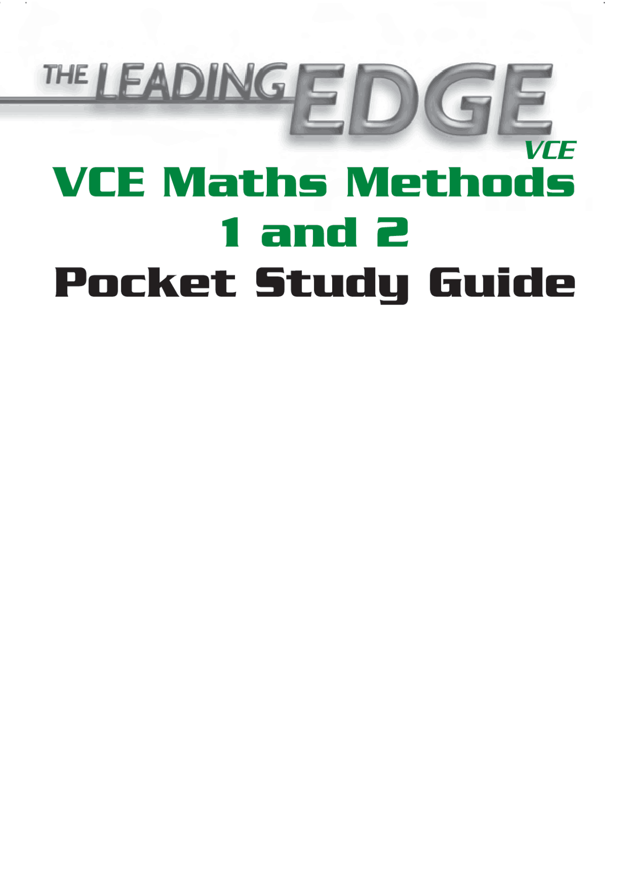 VCE Maths Methods 1 and 2 Pocket Study Guide - Docsity
