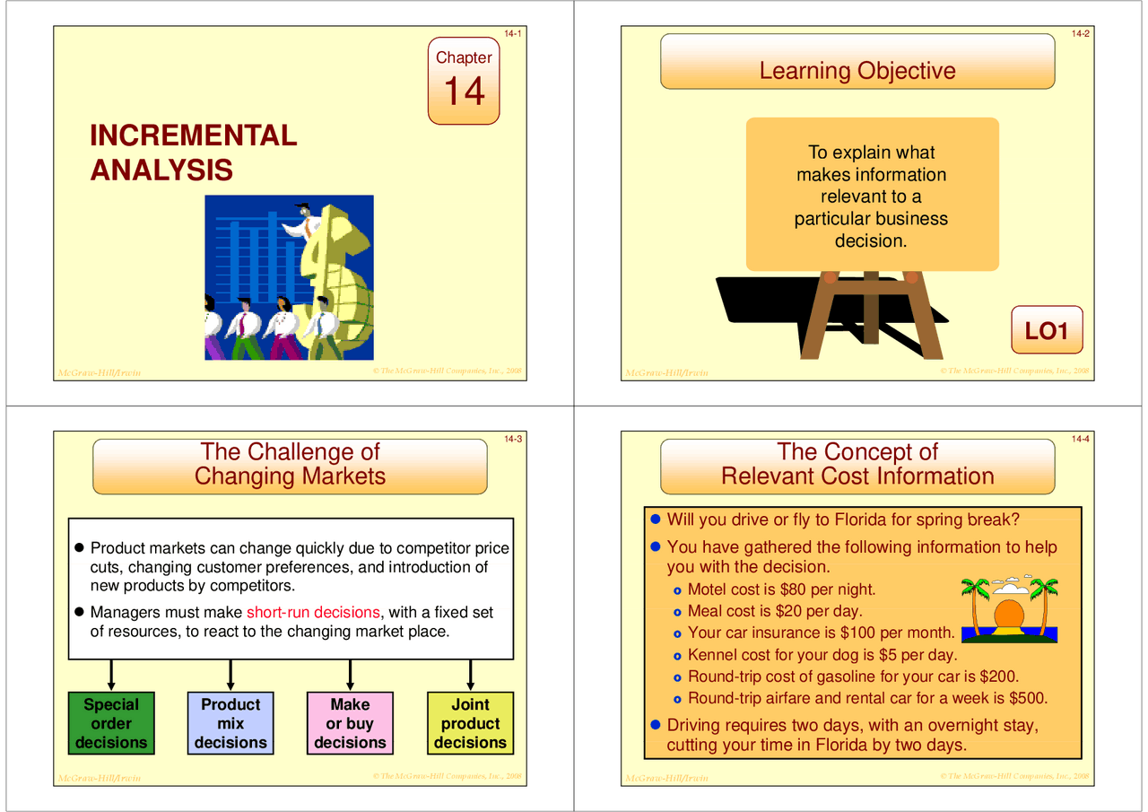 Incremental analysis - Chapter 14 | Slides Cost Accounting - Docsity